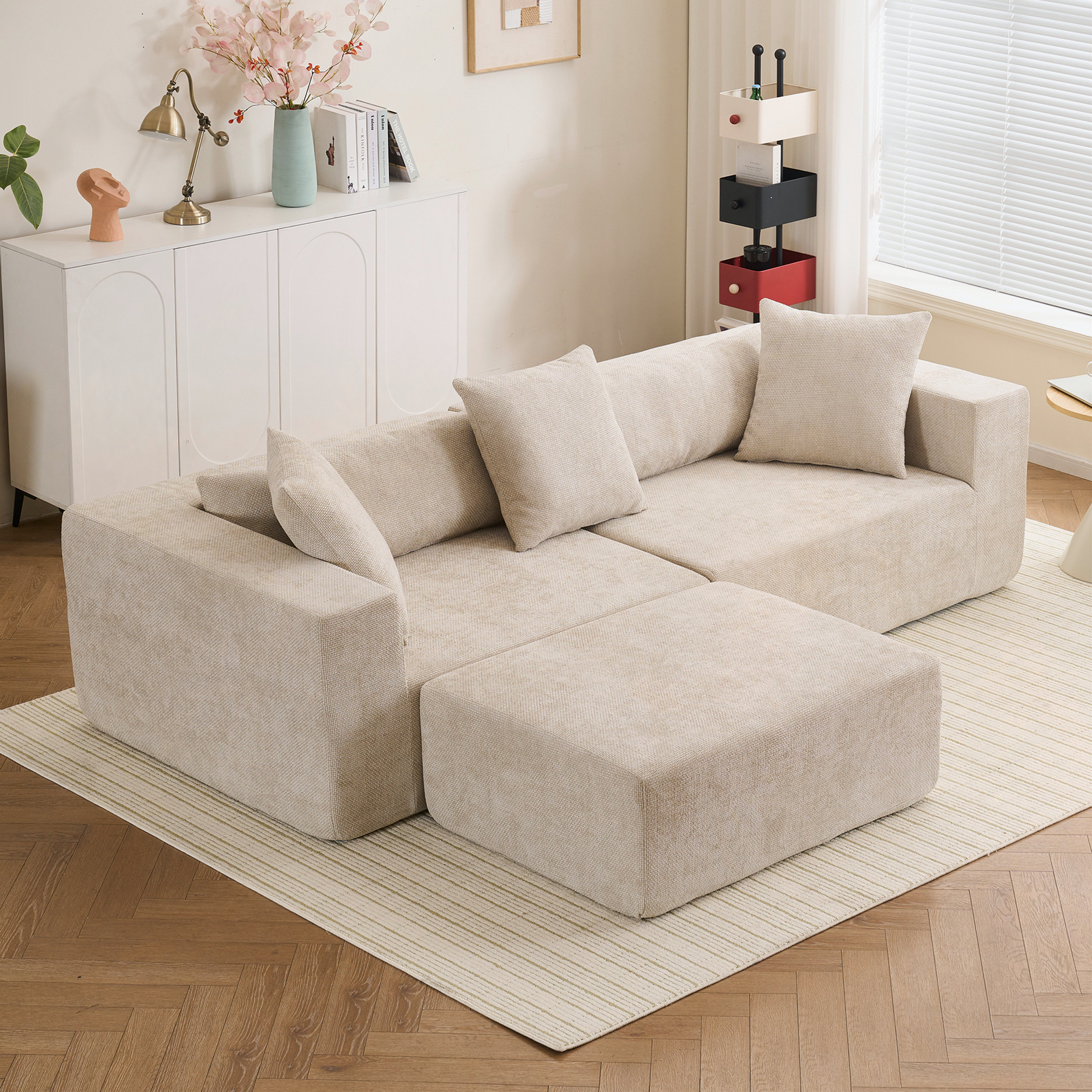 Latitude Run® Modular Cross-Section With L-Shaped Lounge Chair, Cloud ...