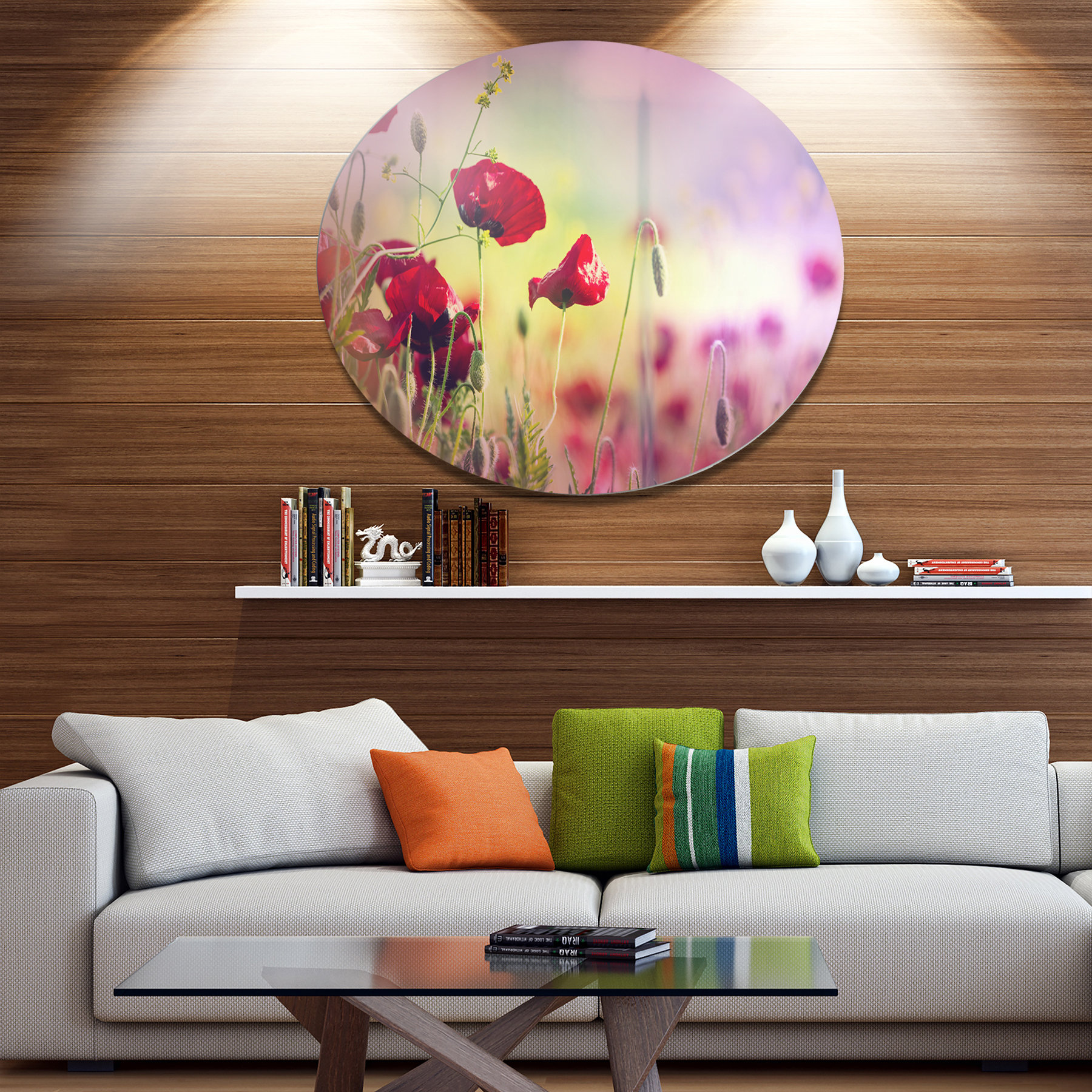 Design Art 'Beautiful Poppy Flower Garden' Photographic Print on Metal ...