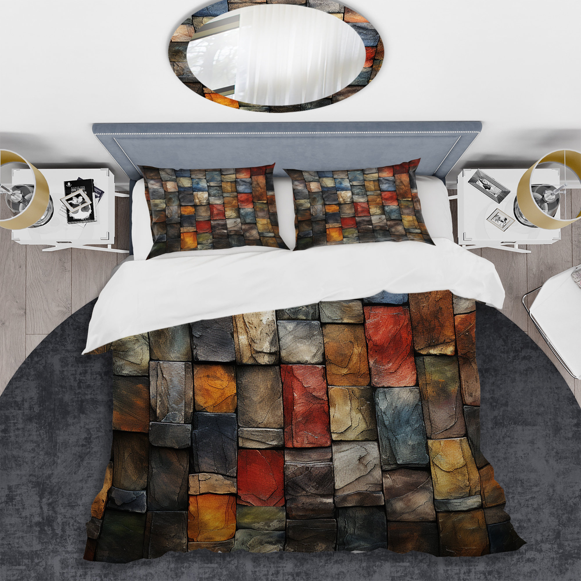 Design Art Colorful Earth Colors Tiles I - Abstract Tile Duvet Cover ...