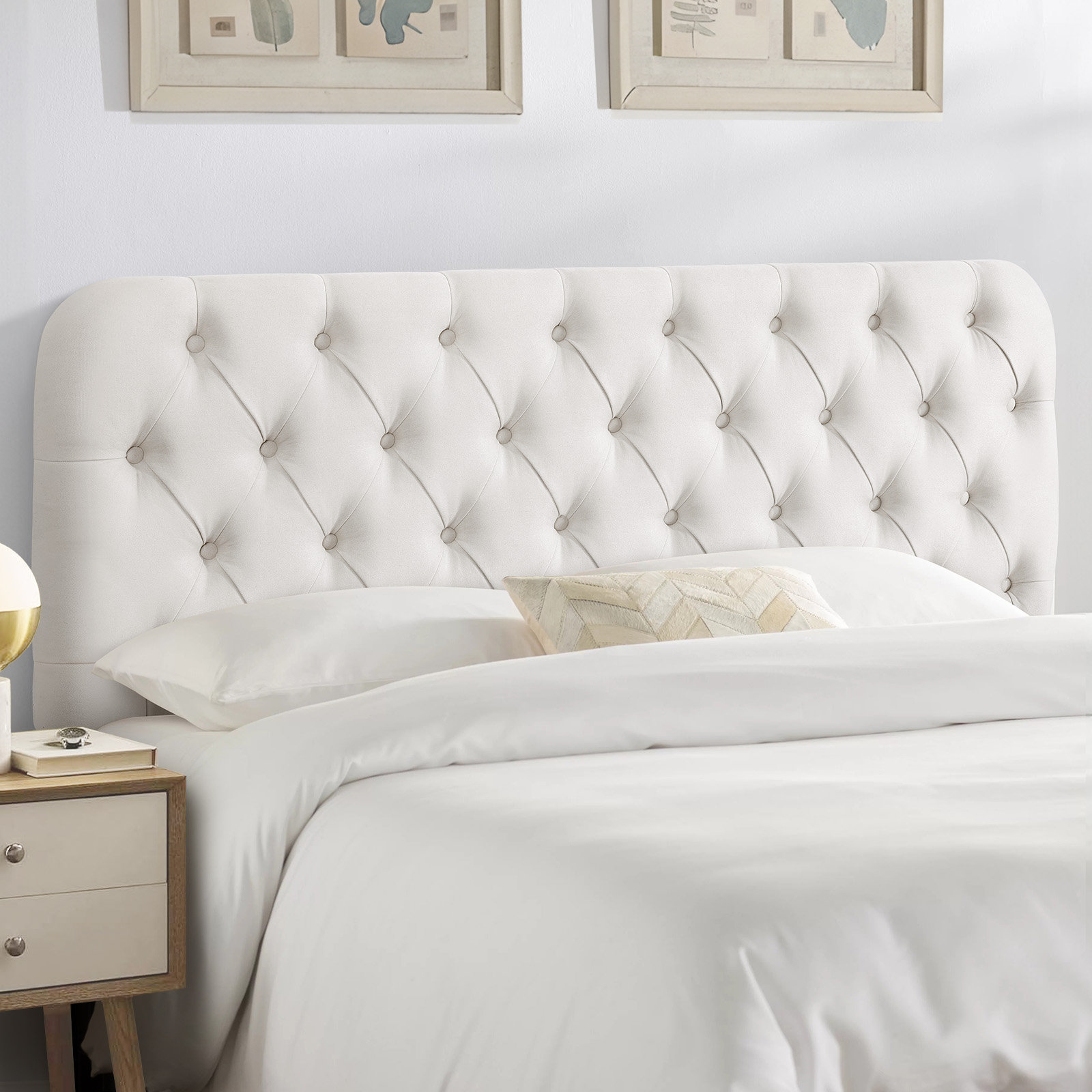 Lark Manor Button-tufted upholstered headboard with adjustable height ...