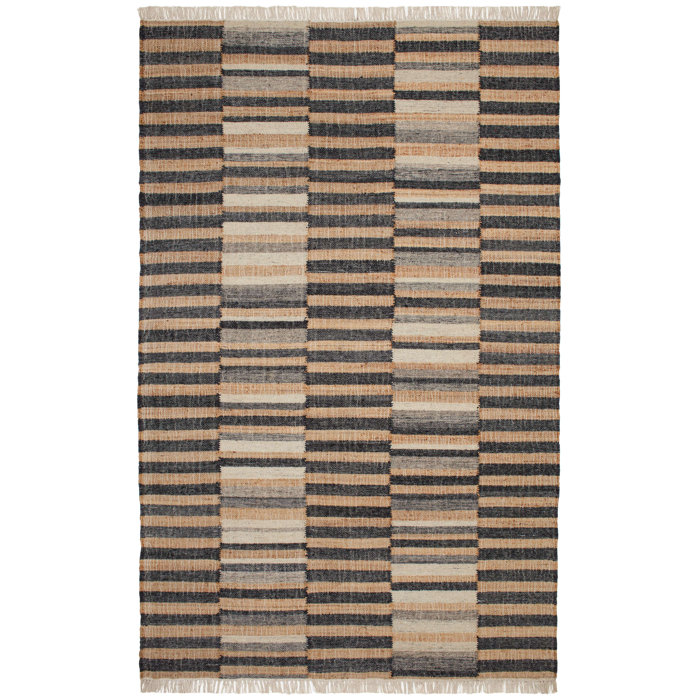 Dash and Albert Rugs Ravel Stripe Black Handwoven Wool Rug & Reviews ...