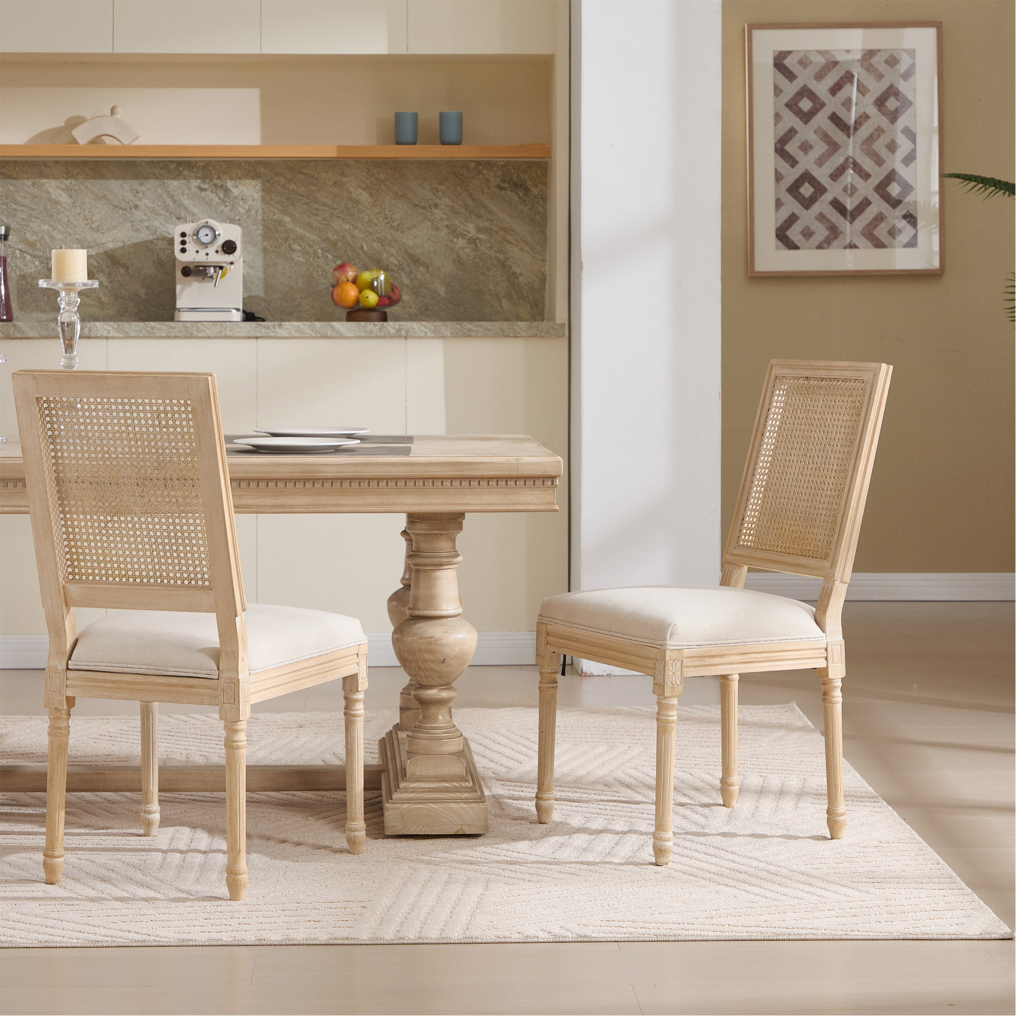 Latitude Run® French Country Dining Chairs Set Of 2, Upholstered Chairs ...