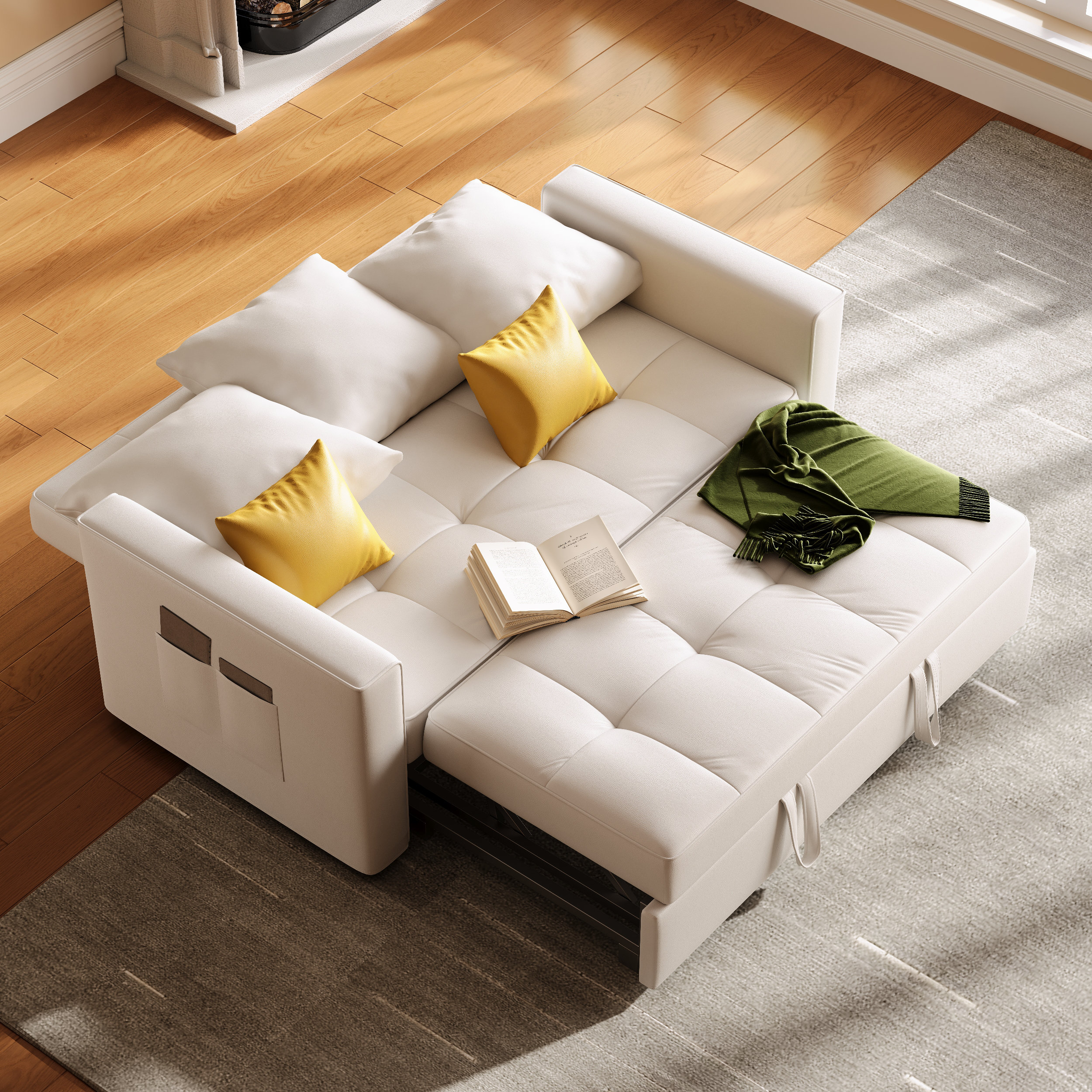 Latitude Run® Armone 70.8'' Sleeper Sofa Faux Leather Pull Out Couch ...