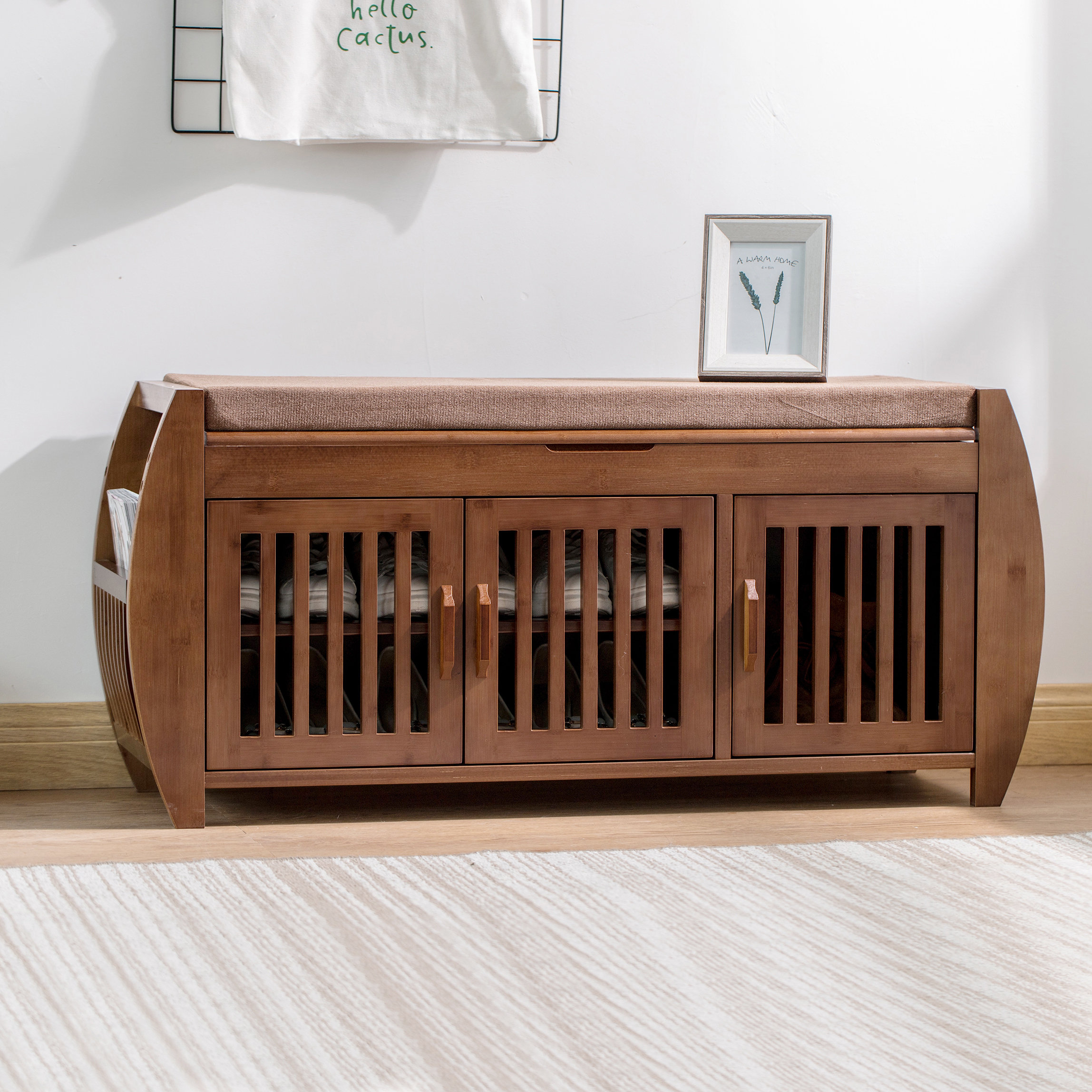 Rebrilliant 7 Pair Shoe Storage Bench Shoe Stool Cabinet - Wayfair Canada