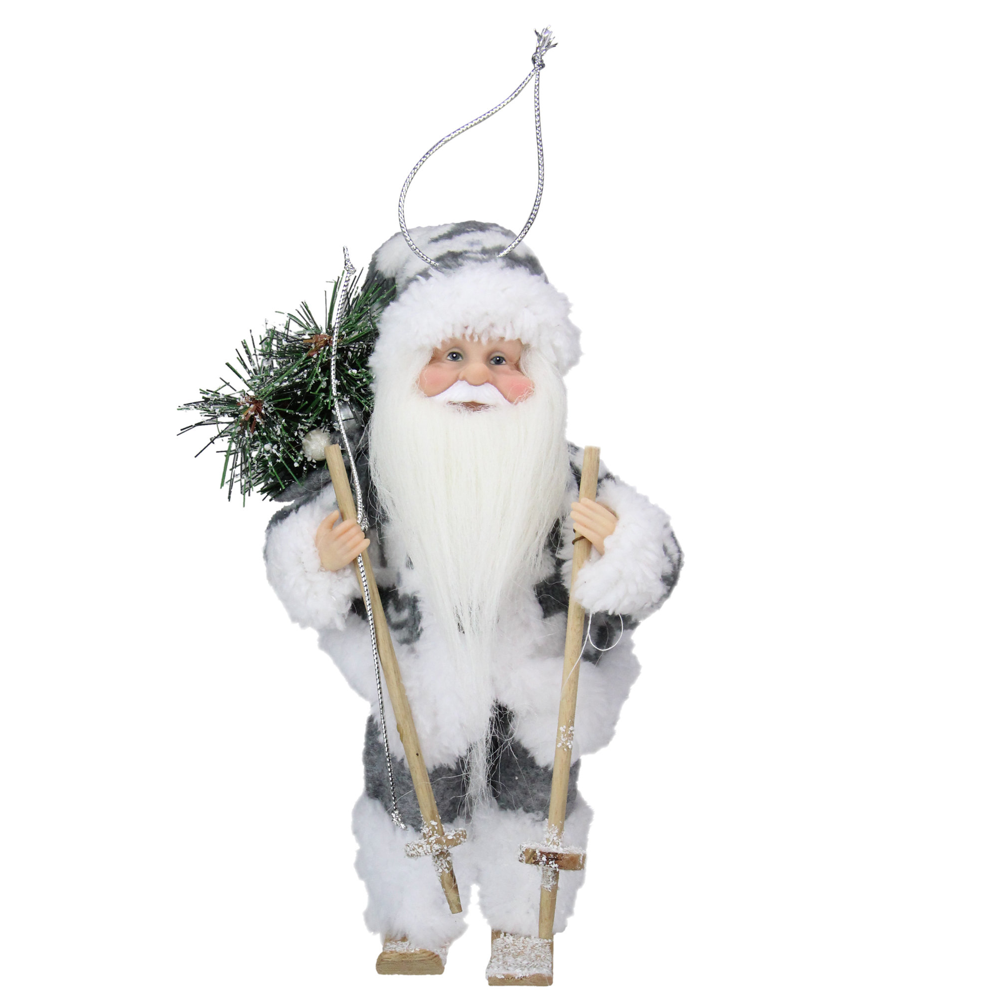 Northlight Seasonal 9" White and Gray Skiing Santa Claus Christmas ...