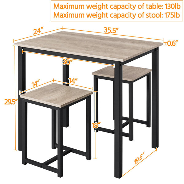 Latitude Run® 3 - Piece Dining Set & Reviews | Wayfair