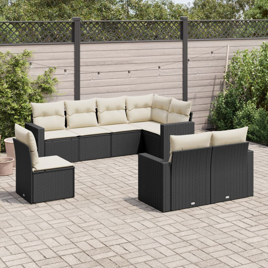 Vidaxl Garden Sofa Set Black PE Rattan 8 Piece Modular Garden Sofa Set ...