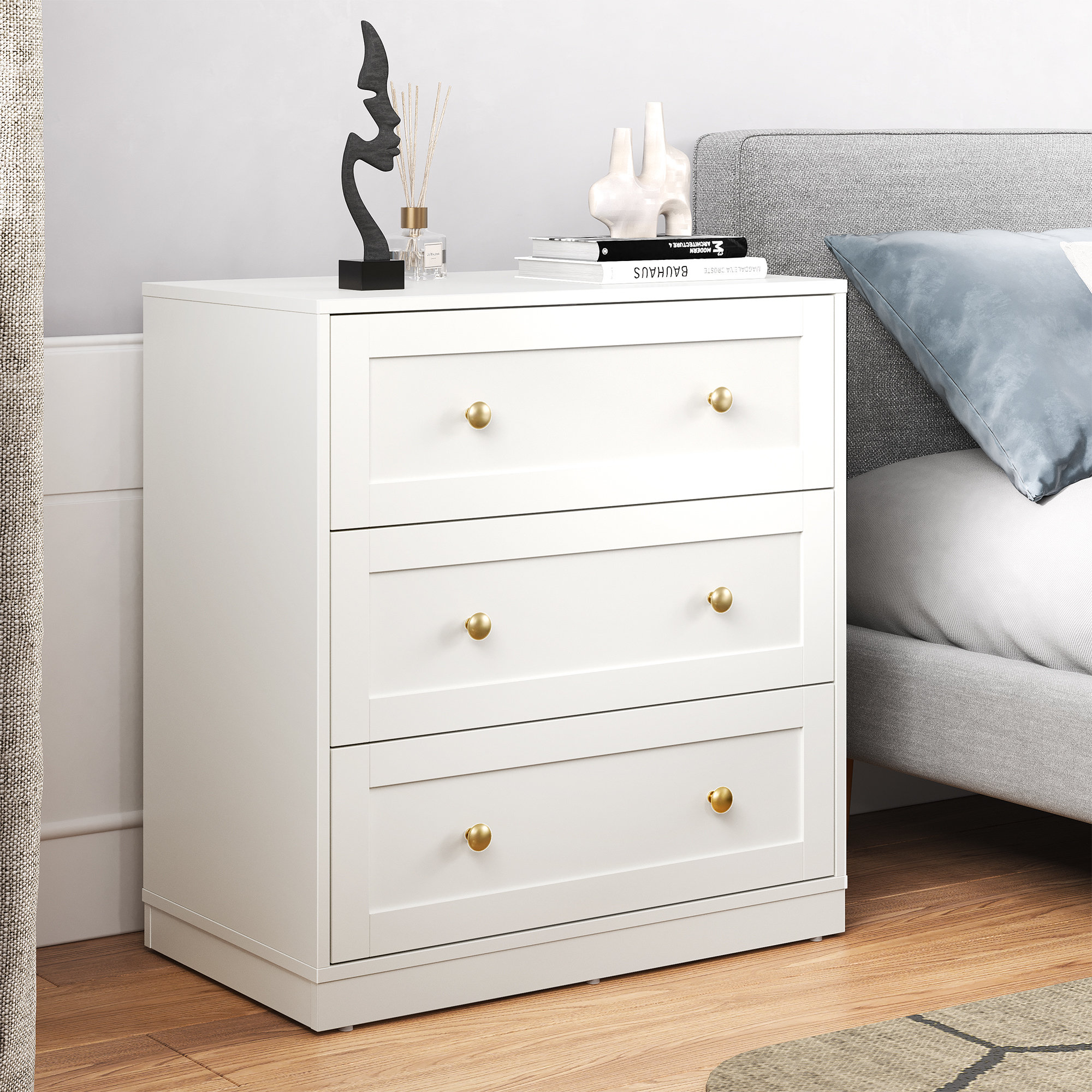 Ebern Designs Wood 3 Drawer Dresser - Wayfair Canada