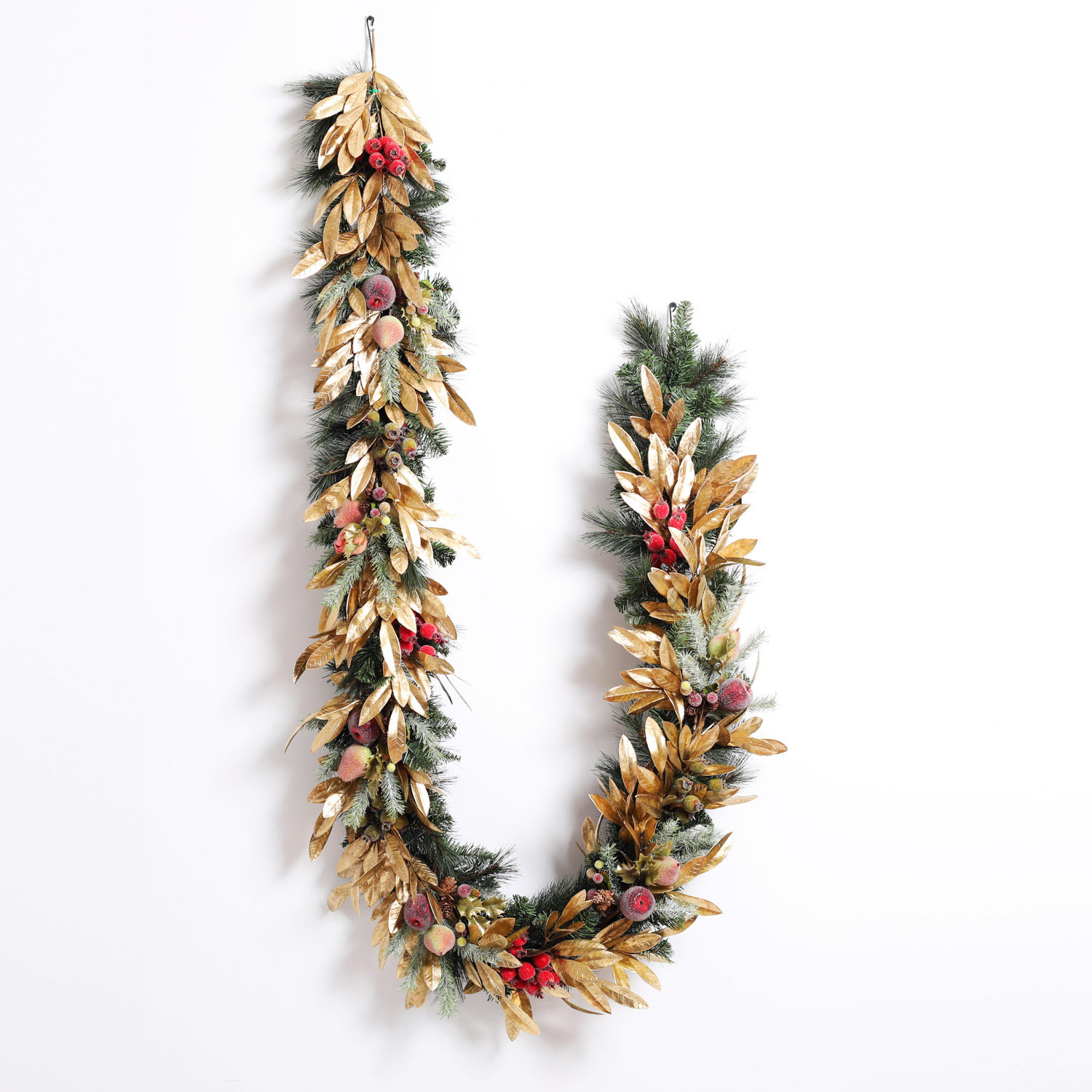DarbyCreekTrading 9' Della Robbia Christmas Holiday Beaded Rosehip and ...