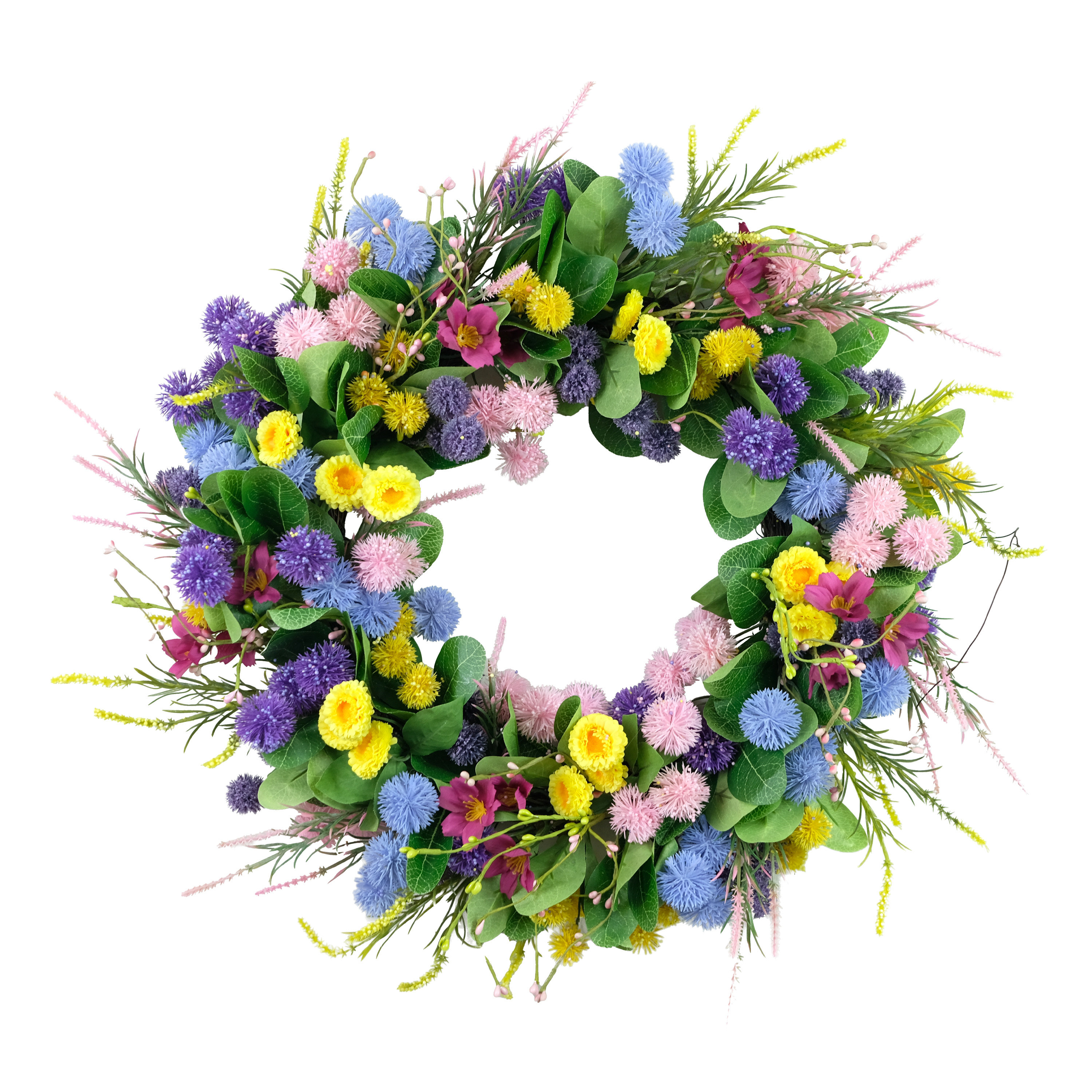 Ophelia & Co. 24" Artificial Echinops & Chrysanthethemum Floral Pink ...