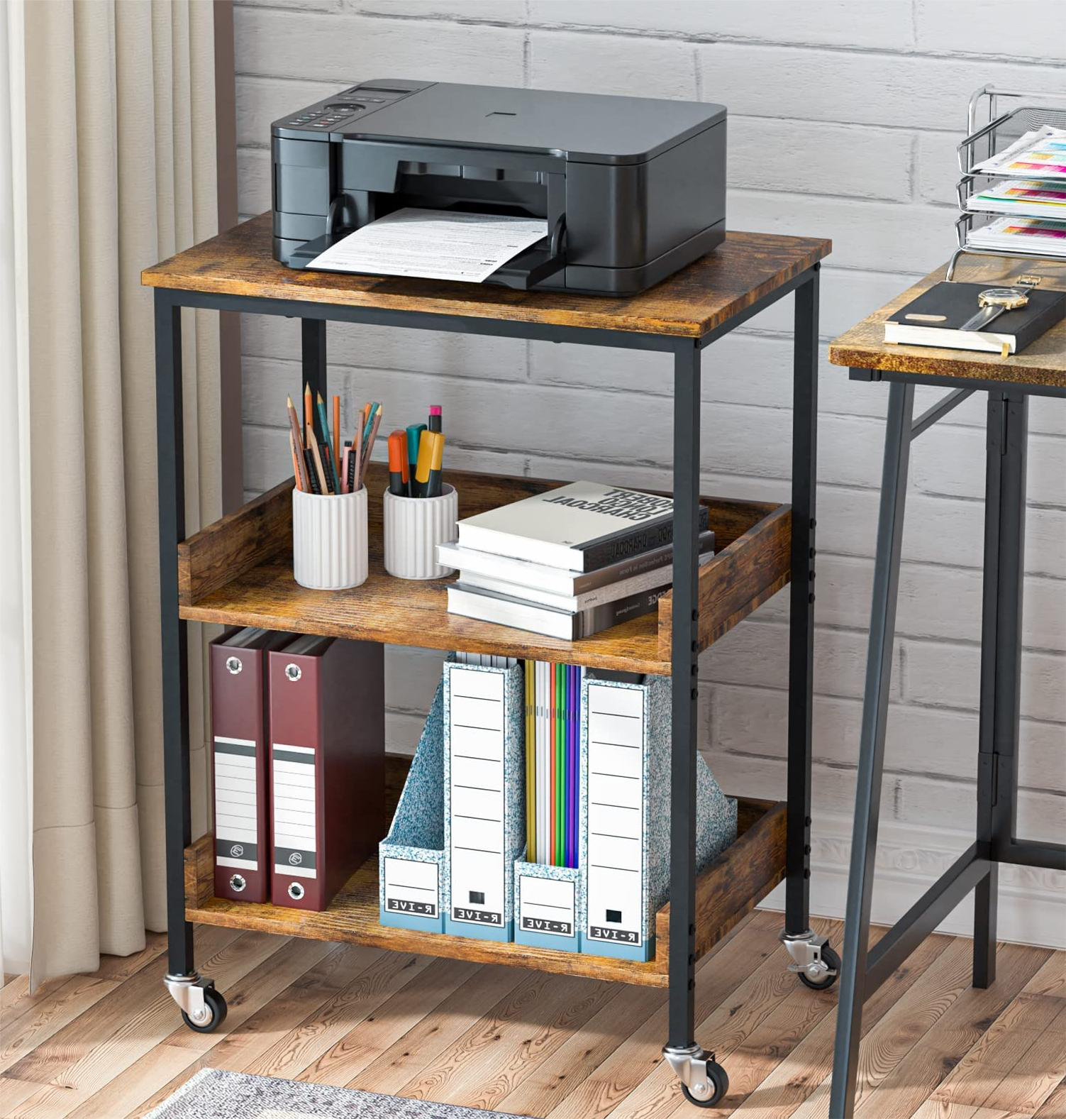 17 Stories Kitchen Microwave Cart, 3 Tier Rolling Kitchen Utility Cart ...