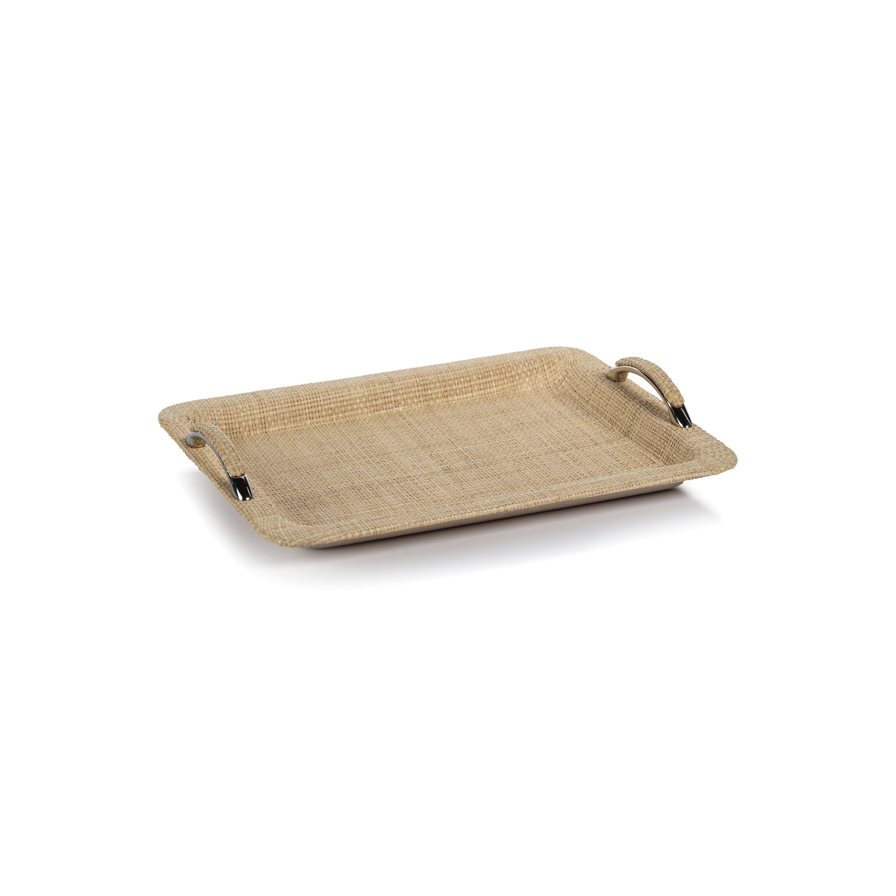 Gracie Oaks Kariyana Raffia/Chambray Fabric Tray | Wayfair