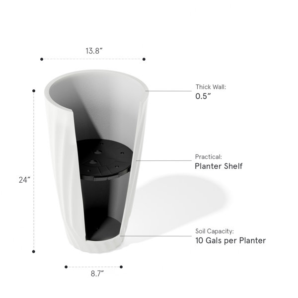 Joss & Main Boynton 24 Inch Tall Planters, Tree Planters with Shelf ...