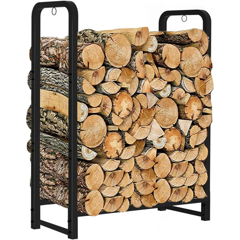 Foundry Select Firewood Rack Stand 2ft Heavy Duty, Matte Black | Wayfair