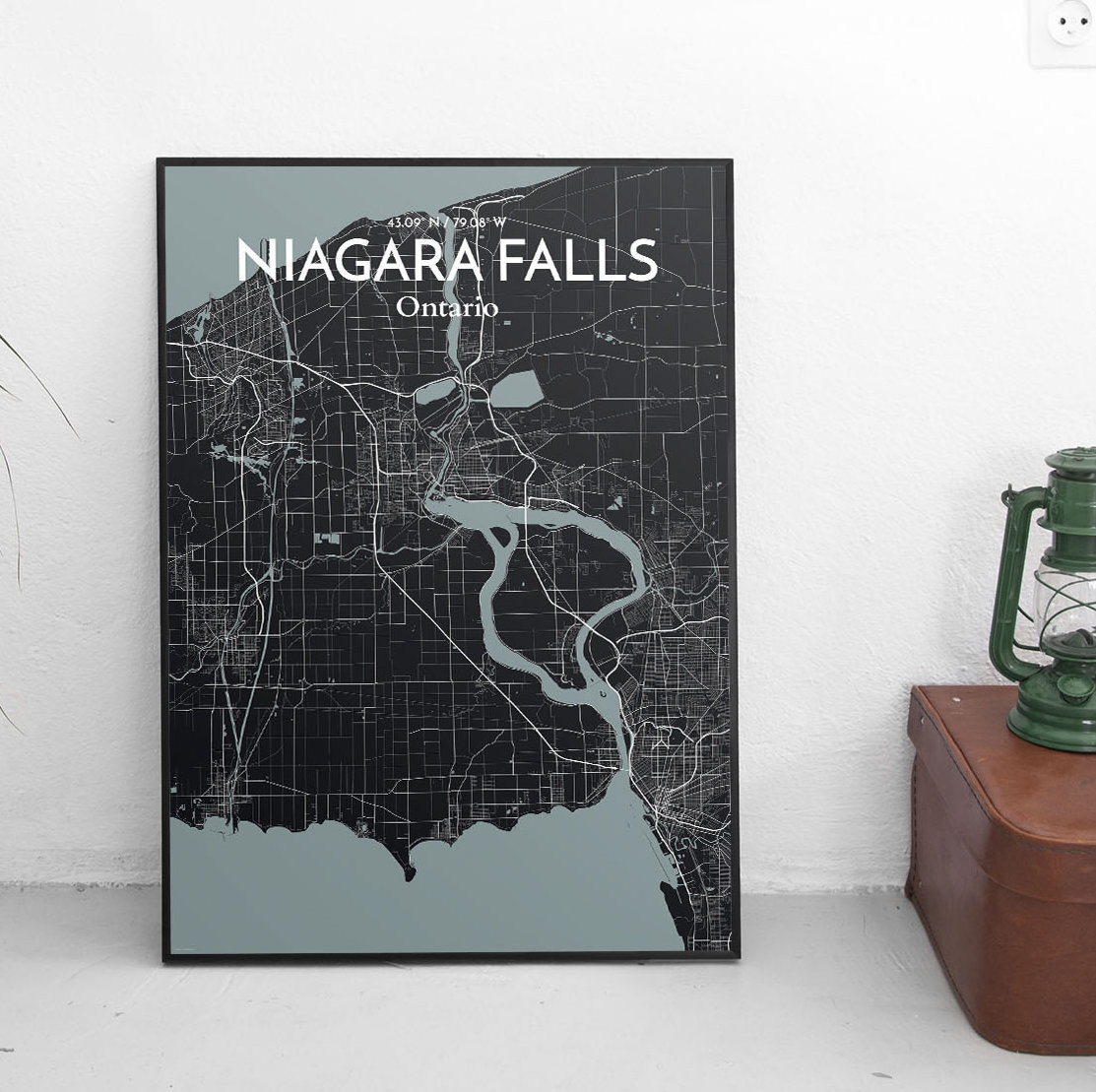 OurPoster.com 'Niagara Falls City Map' Graphic Art Print Poster in ...