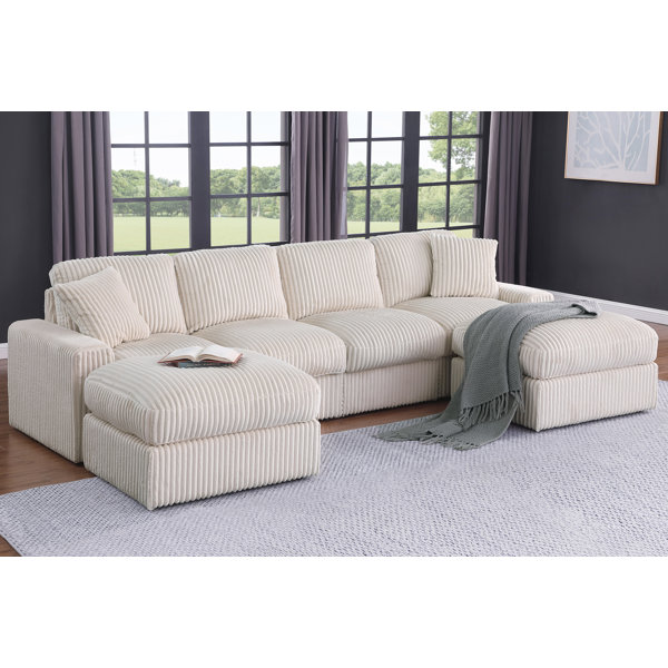 Hokku Designs Tolzmann Sectional Sofa With 2 Ottomans & Reviews | Wayfair