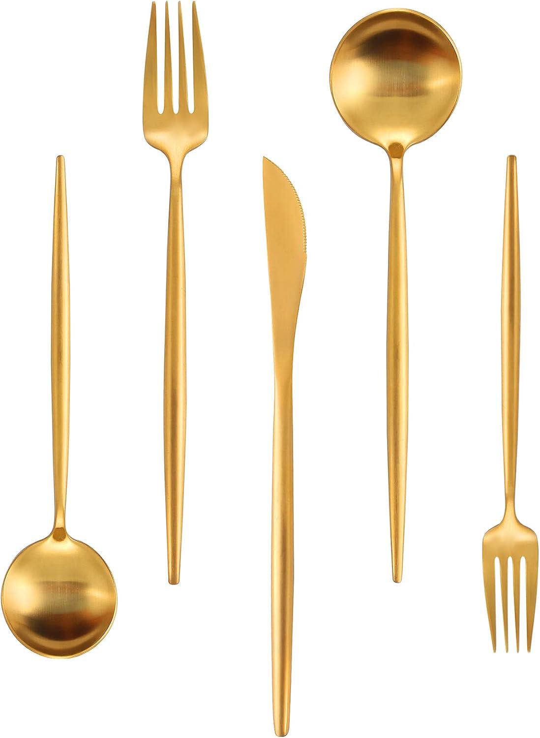 Latitude Run® Matte Gold Flatware Set | 20-Piece Stainless Steel ...