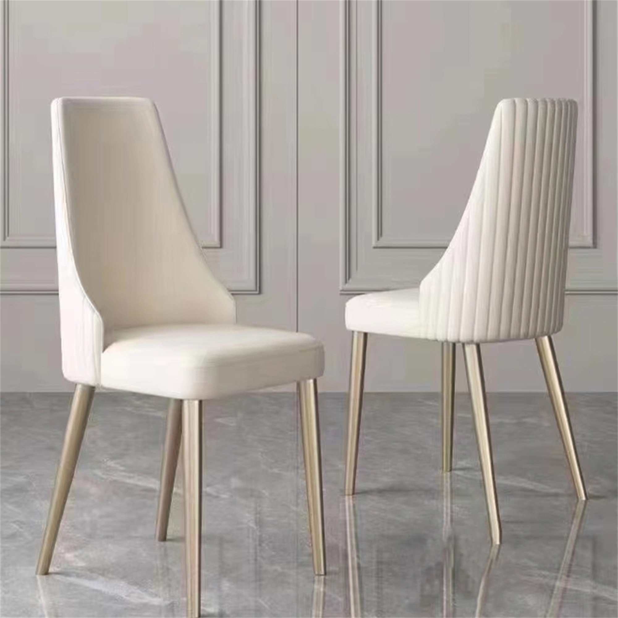 Corrigan Studio® Dining Chair With PU Leather White Strong Metal Legs ...