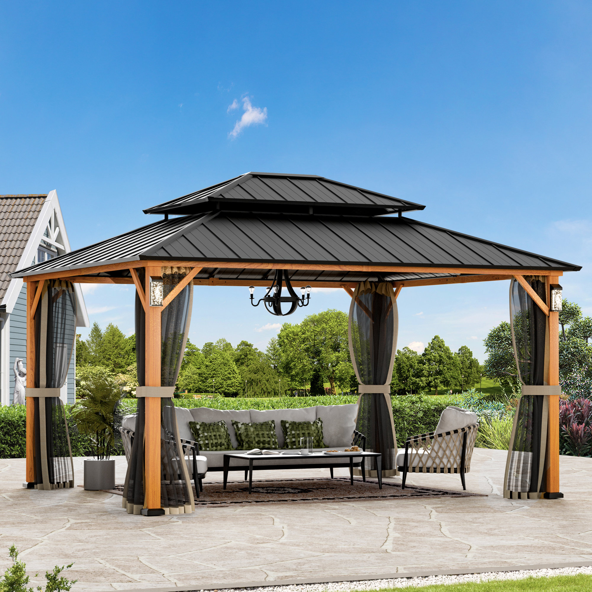 ELEVATE OUTDOORS Horizon Hard Top Gazebo With Solar Self Powered Led ...