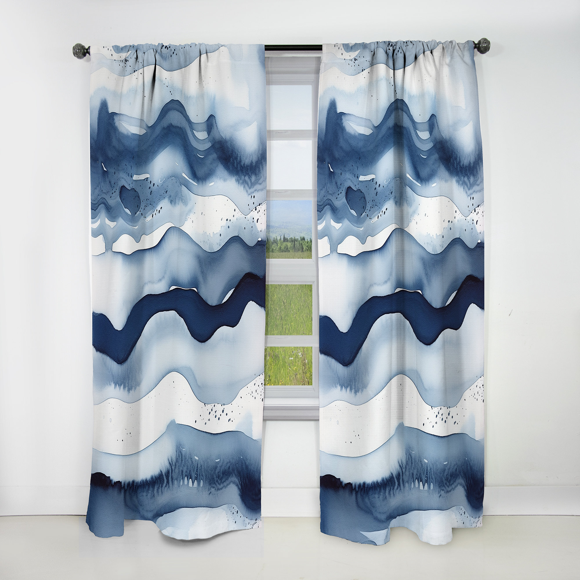 Design Art Abstract Classic Blue Waves III - Fractals Blackout Abstract ...