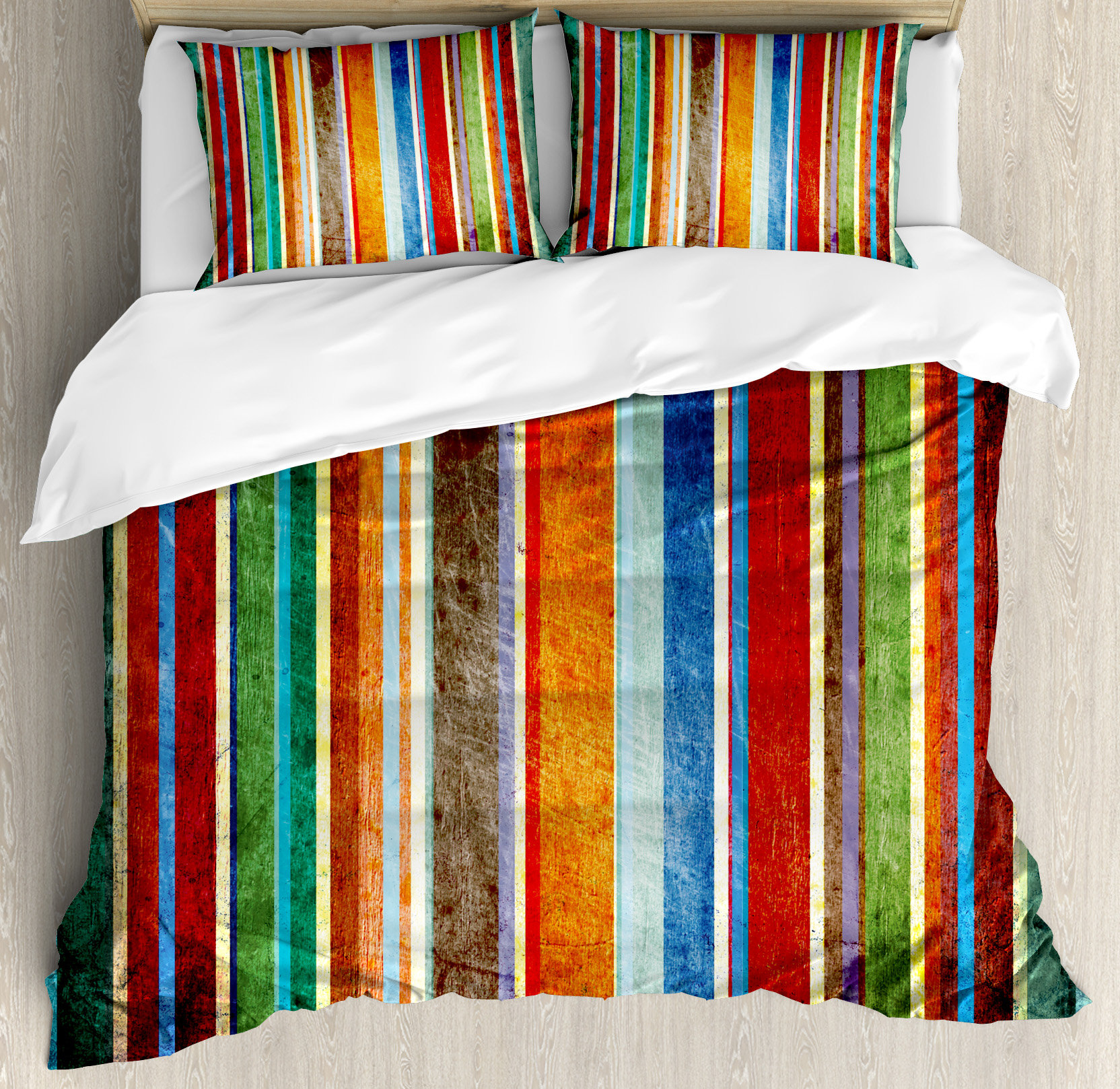 Ambesonne Vertical Lined Retro Bands with Damage Effects Old Fashion ...