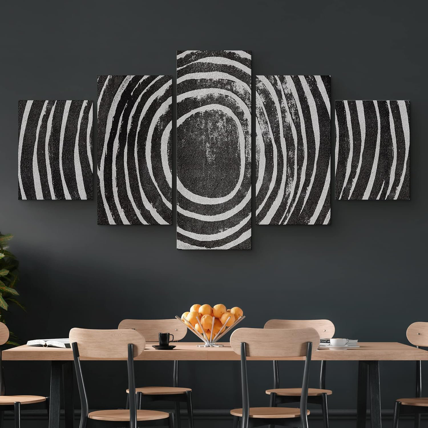 IDEA4WALL Geometric Line Black White Grayscale Spiral Ring Geometric ...