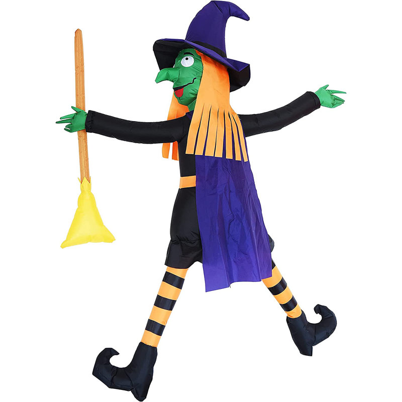 The Holiday Aisle® Crashing Witch Fly Safely Inflatable | Wayfair
