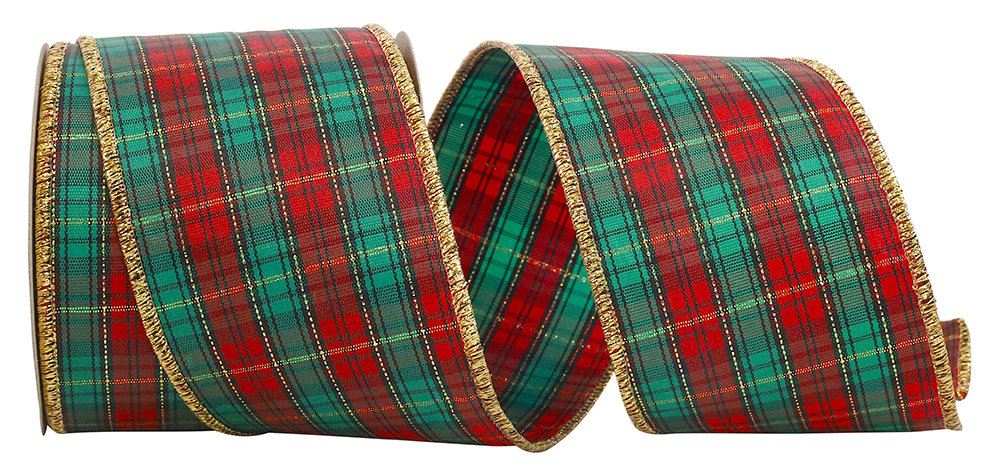 The Holiday Aisle® Tartan Plaid Wired Edge Ribbon | Wayfair