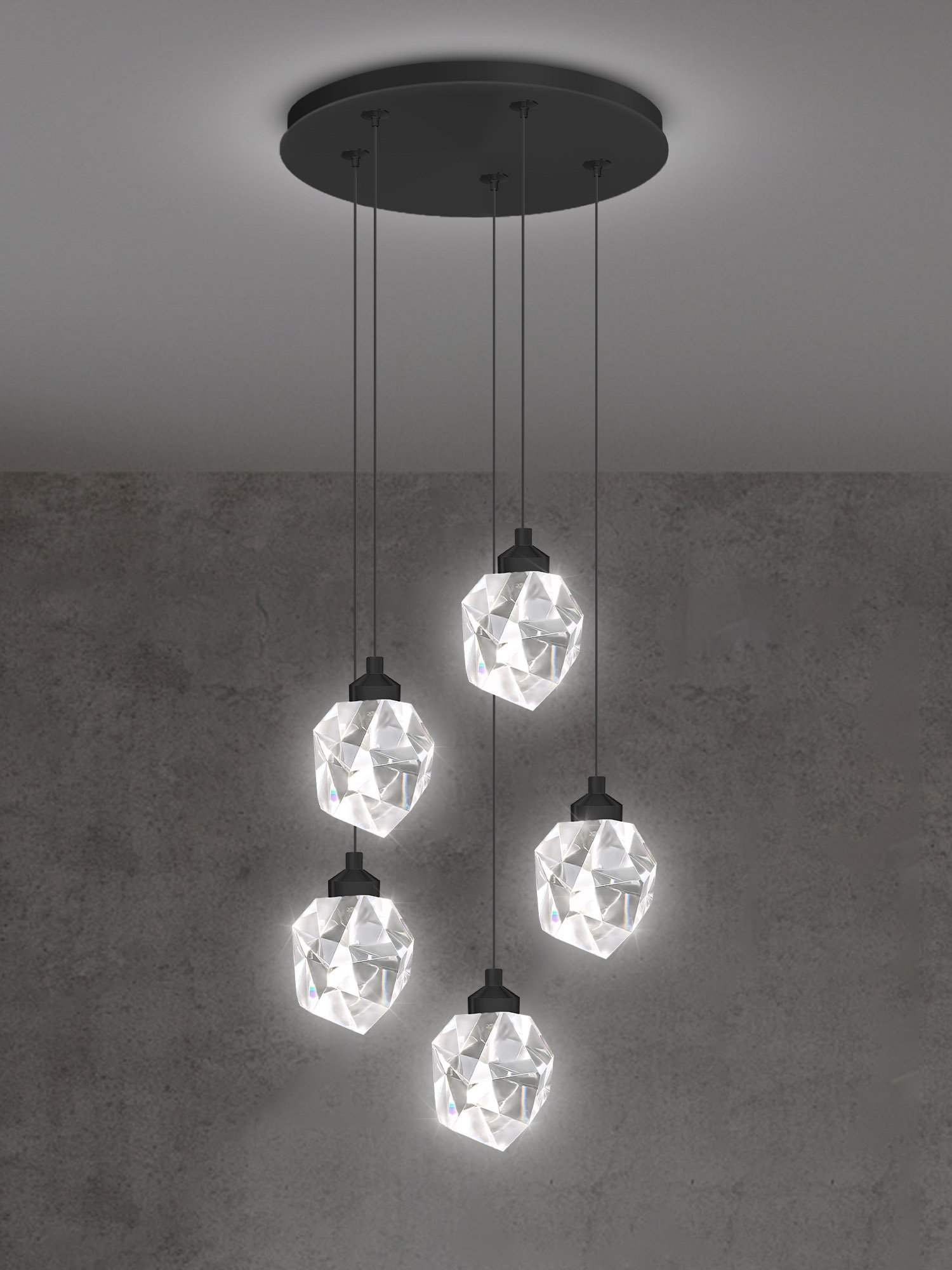 Mercer41 Height 78.8inch 5-light Black Cluster Crystal Raindrop Pendant ...
