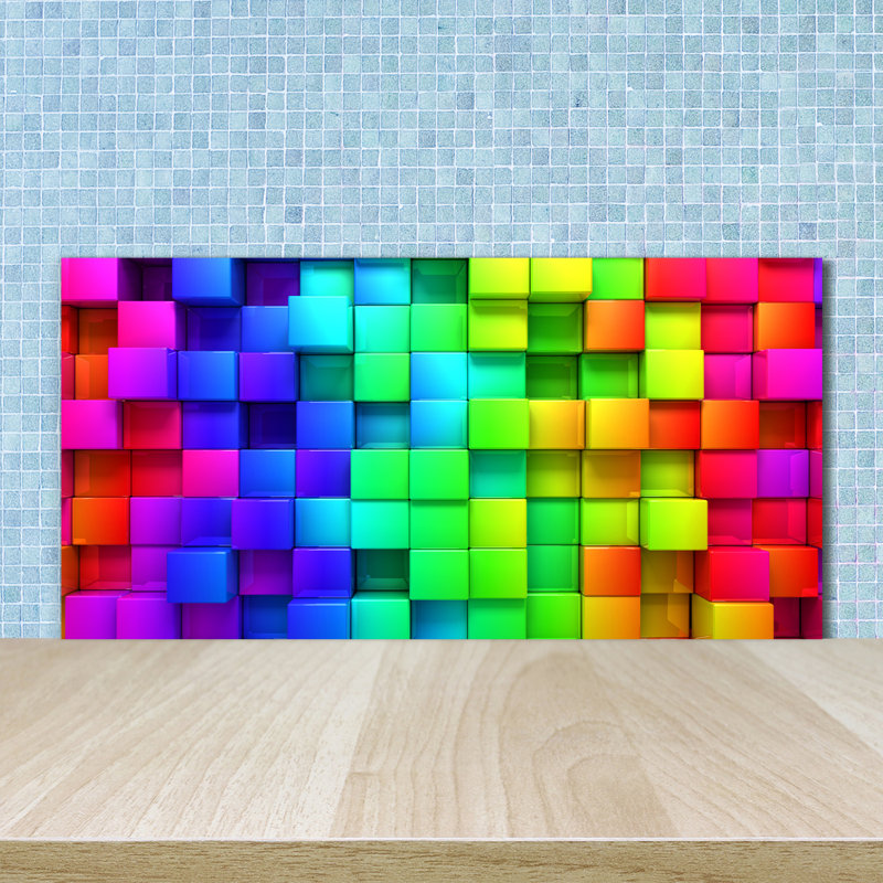 Ivy Bronx Colourful Boxes 50cm x 100cm Glass Panel | Wayfair.co.uk