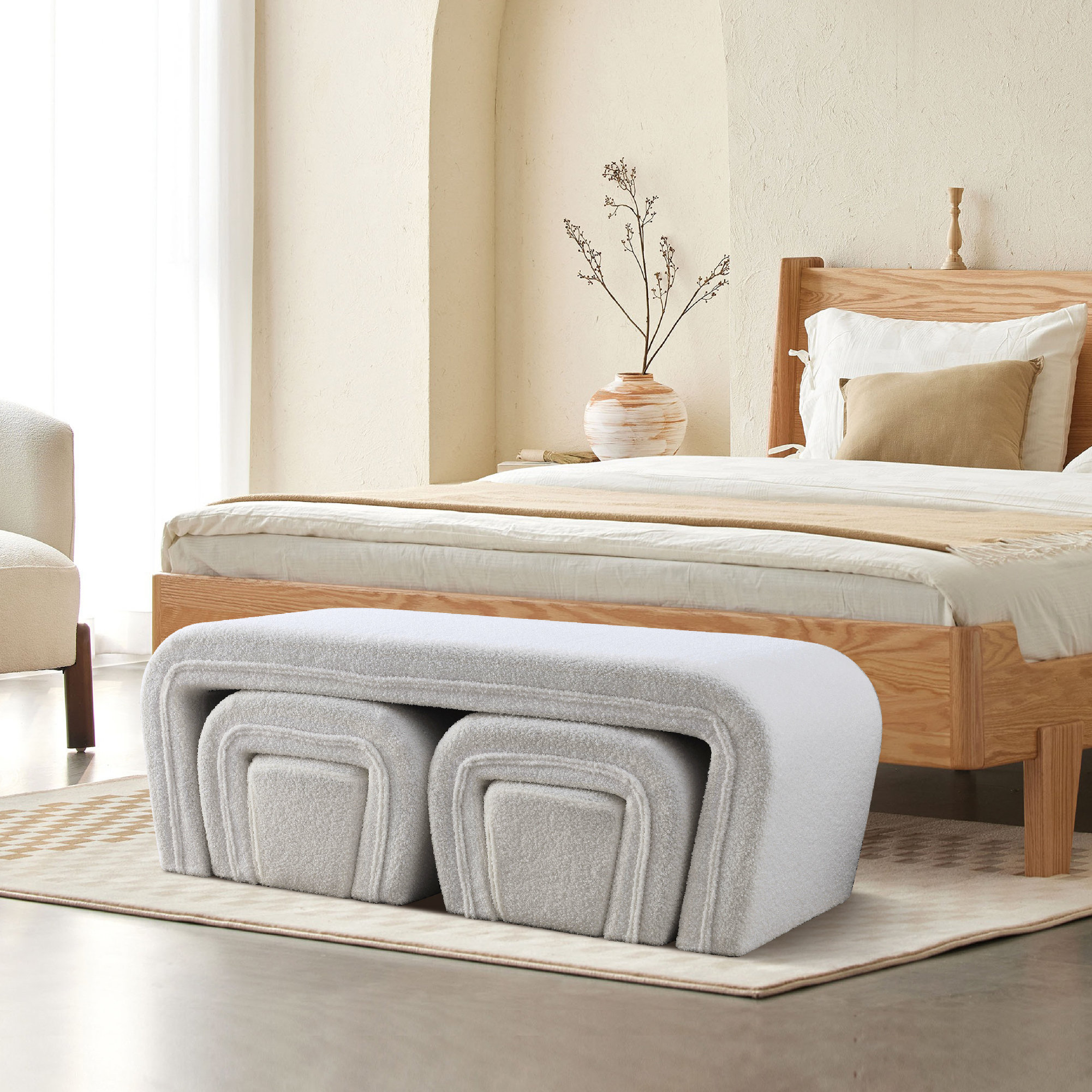 Brayden Studio 46" W Modern Contemporary Upholstered Nesting Bench ...