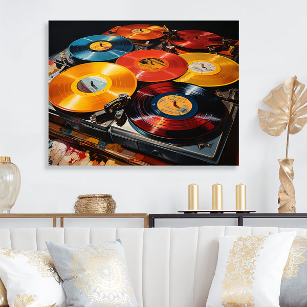 Bungalow Rose Colorful Vinyl Serenade I - Vinyl Records Metal Art Print ...