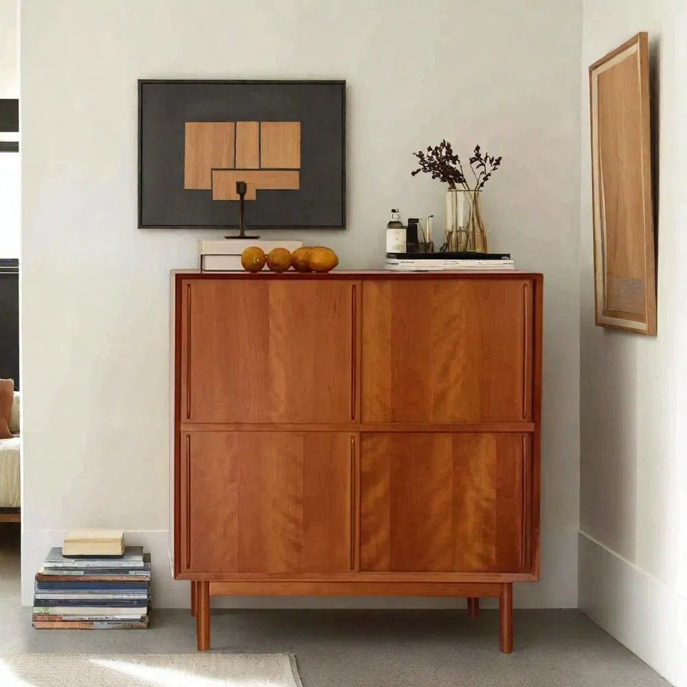 Corrigan Studio® Mid-Century Modern Solid Wood Entryway Cabinet | Wayfair