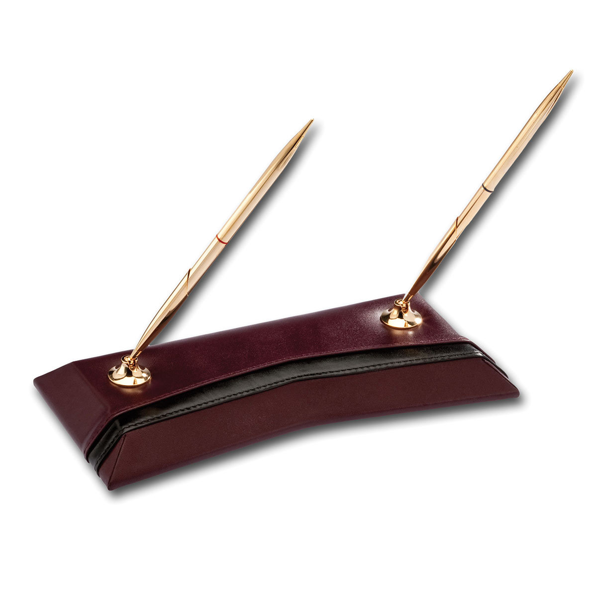 Dacasso 7000 Series Contemporary Leather Double Pen Stand in Burgundy ...