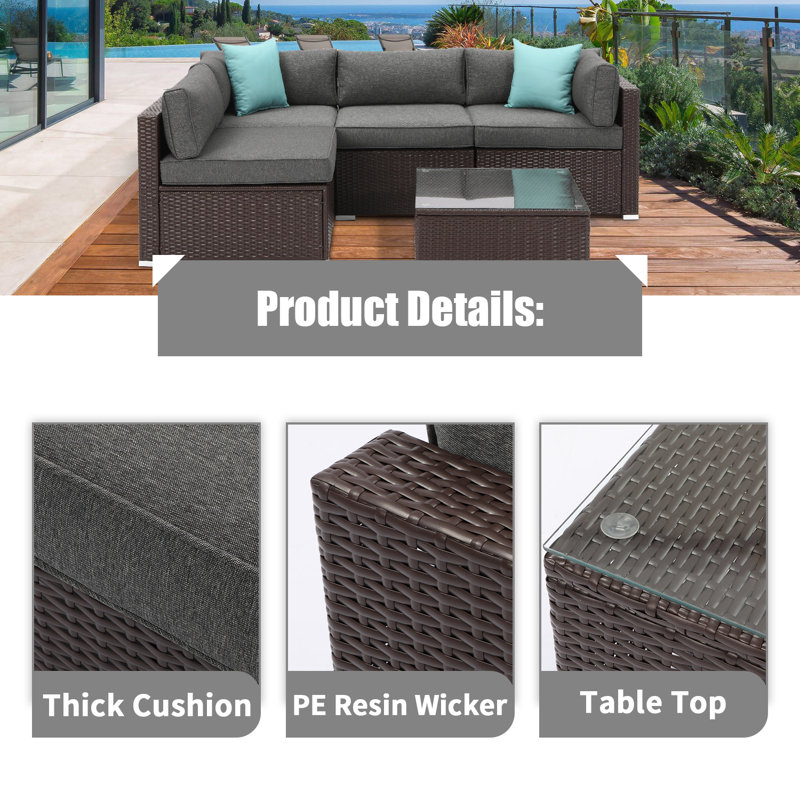 Orren Ellis Ahull 4 - Person Outdoor Seating Group with Cushions ...