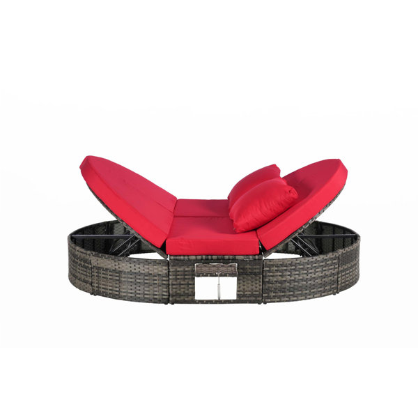 Ebern Designs Outdoor Patio Round Daybed, Sun Bed With Adjustable ...