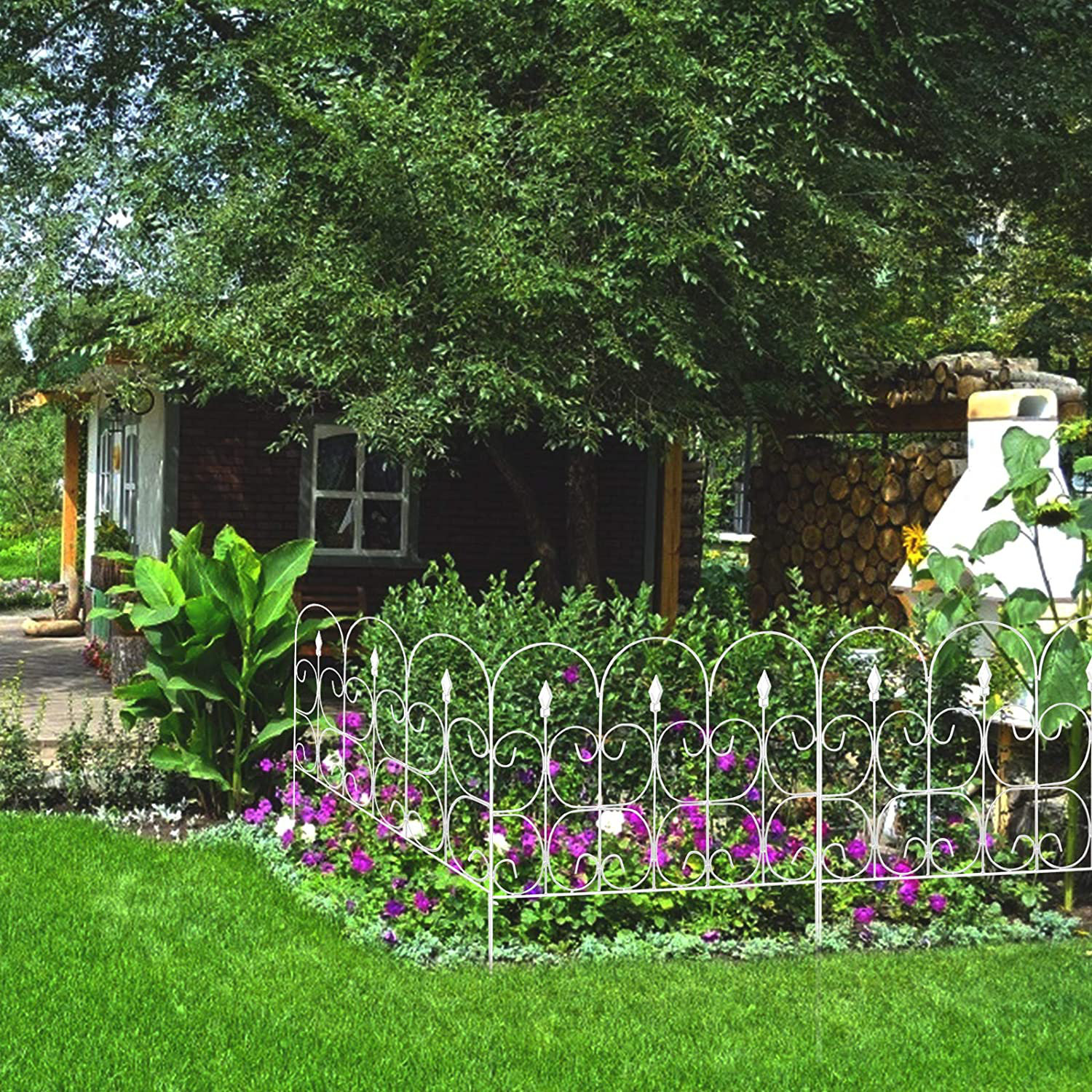 Amagabeli 5 Panels Decorative Garden Fences and Borders for Dogs 32in(H ...