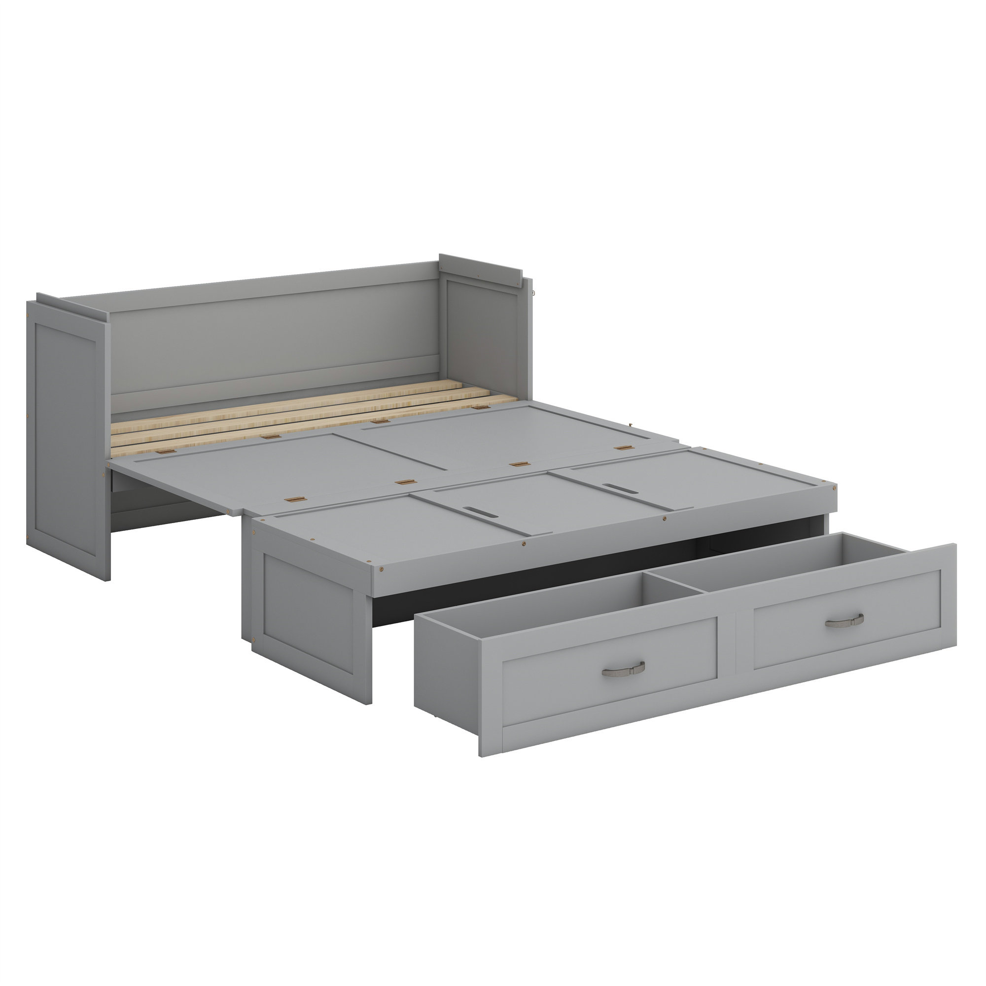 Red Barrel Studio® Murphy Bed With USB Ports, Large Drawers And Metal ...