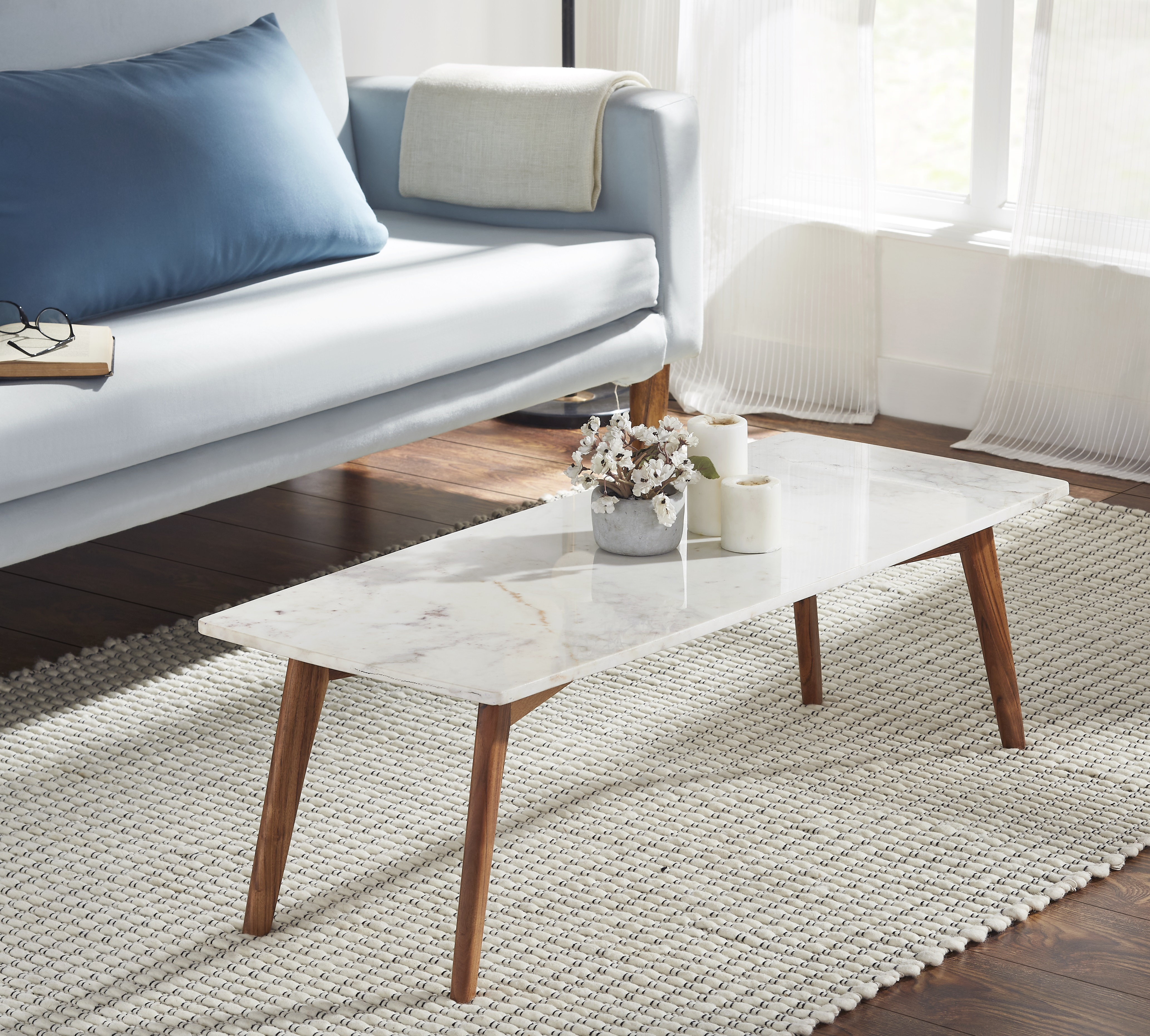 George Oliver Nero authentic marble rectangle coffee table | Wayfair