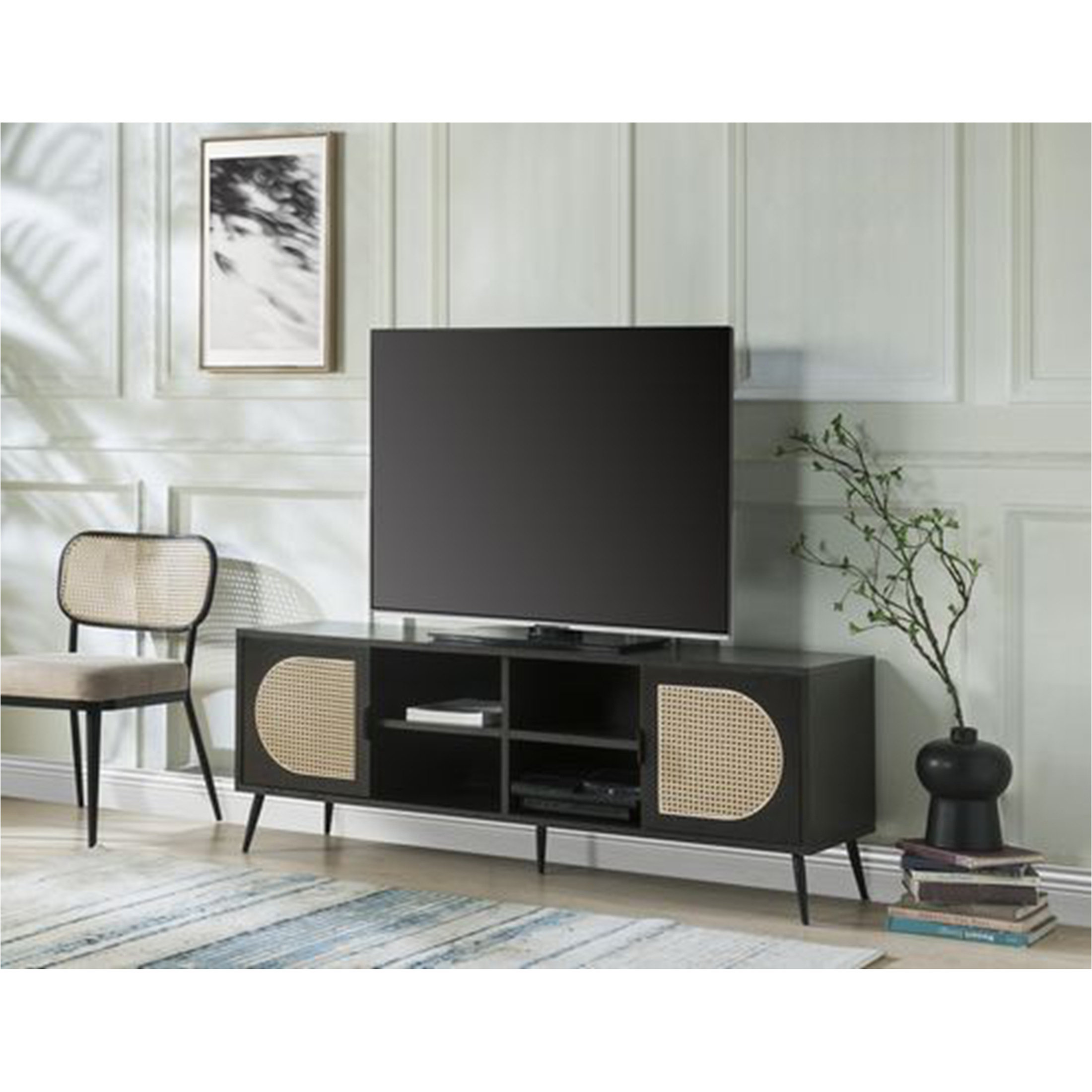 Bay Isle Home™ Colson Black Finish TV Stand - Contemporary Design for ...