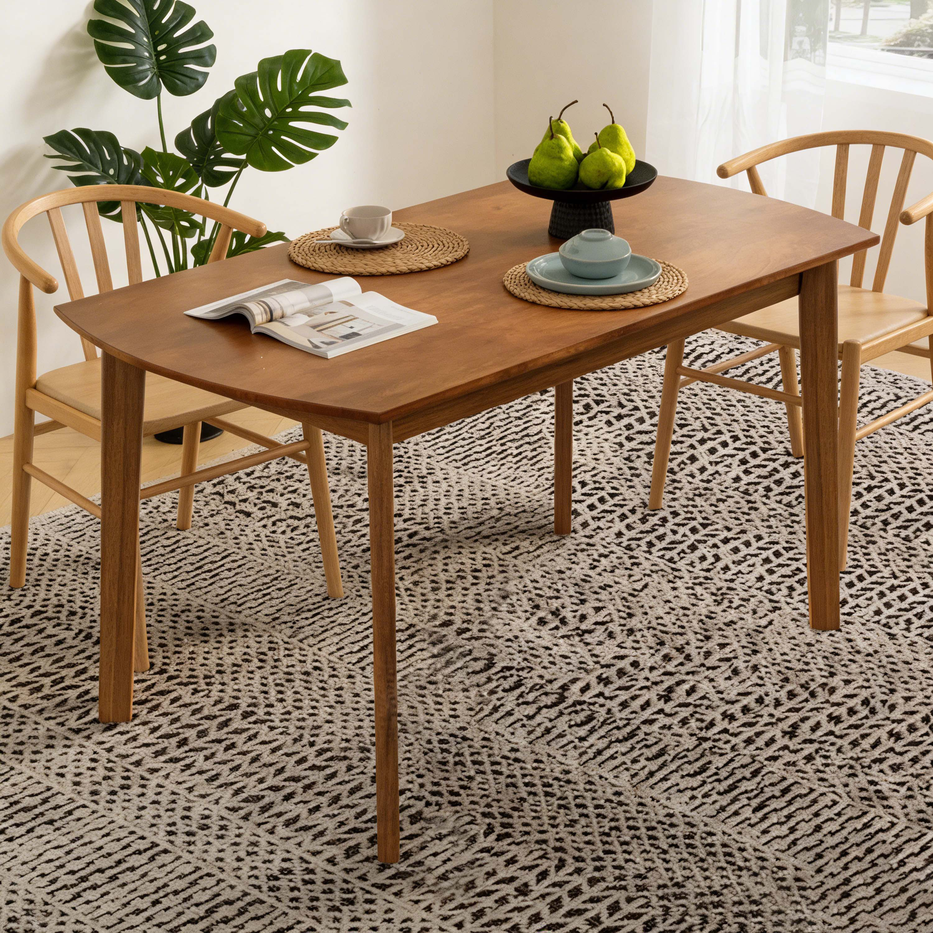 George Oliver 47 Inch Mid Century Modern Dining Table, Wood Kitchen ...