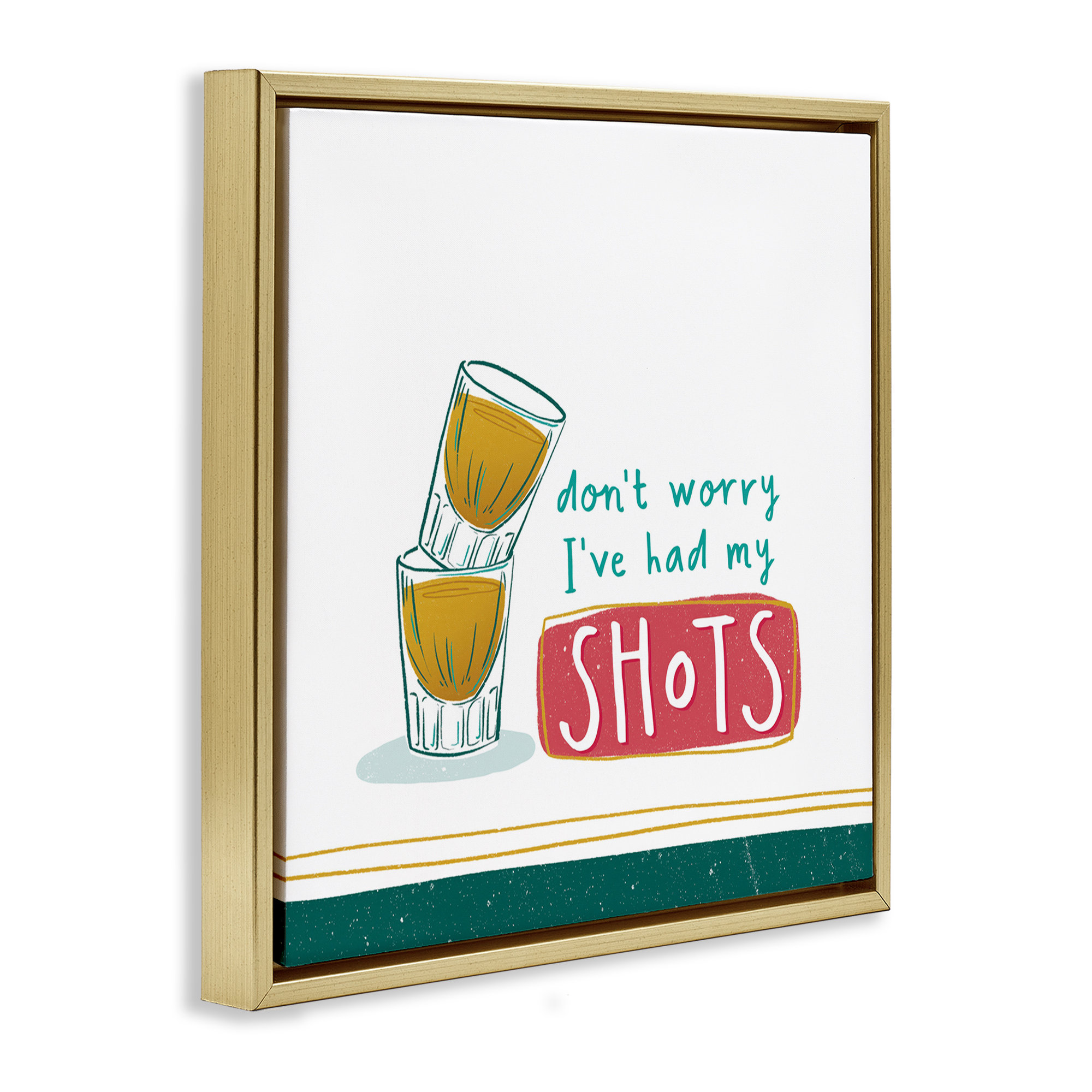 Lark Manor™ Alcohol Shots Humor Gold Framed Floater Canvas Wall Art by ...