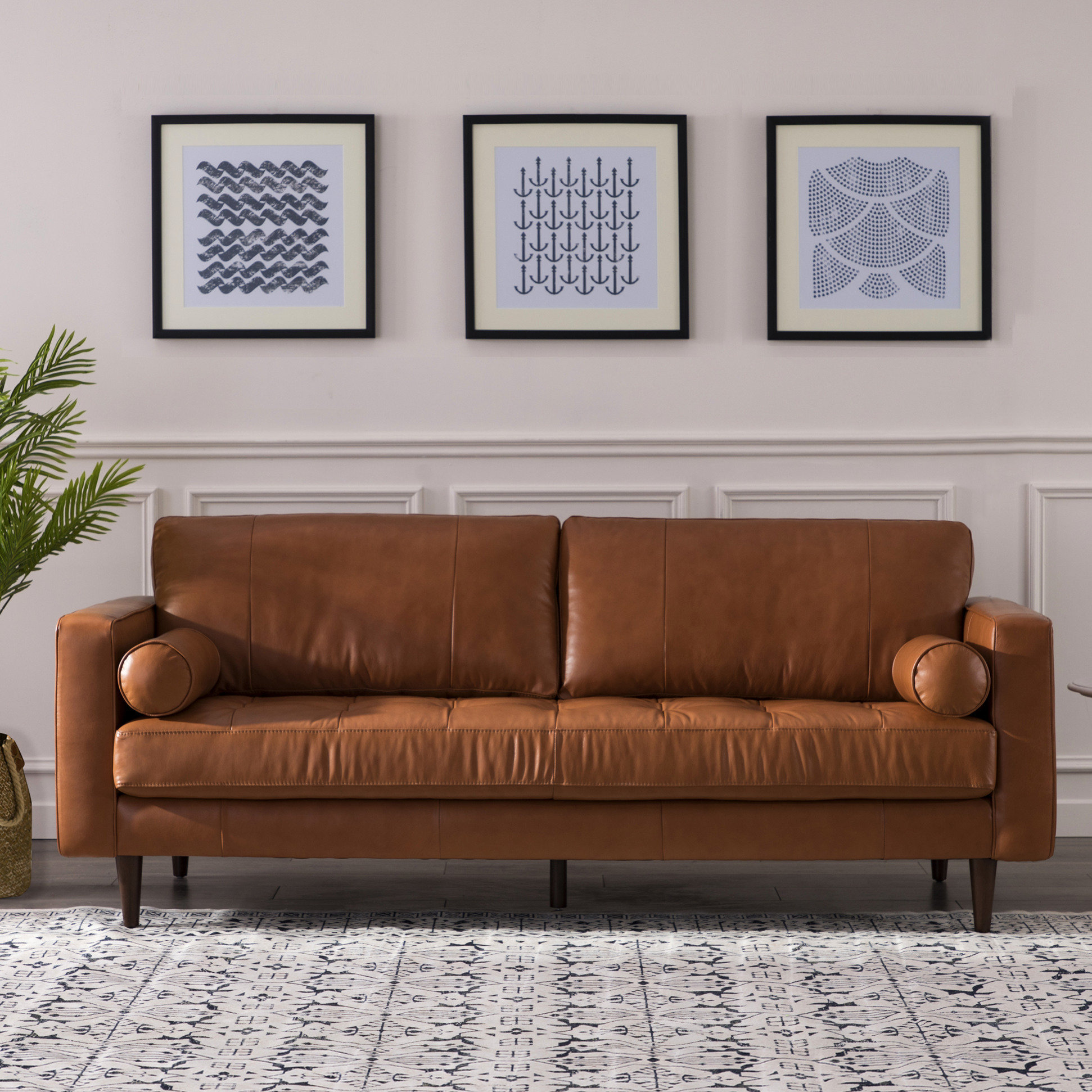 Hokku Designs Mid-century Leather , 3, Solid Wood Legs, Attractive ...