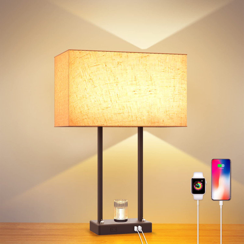 Latitude Run® End Table Lamp Bedside Lamps for Bedroom with Night Light ...