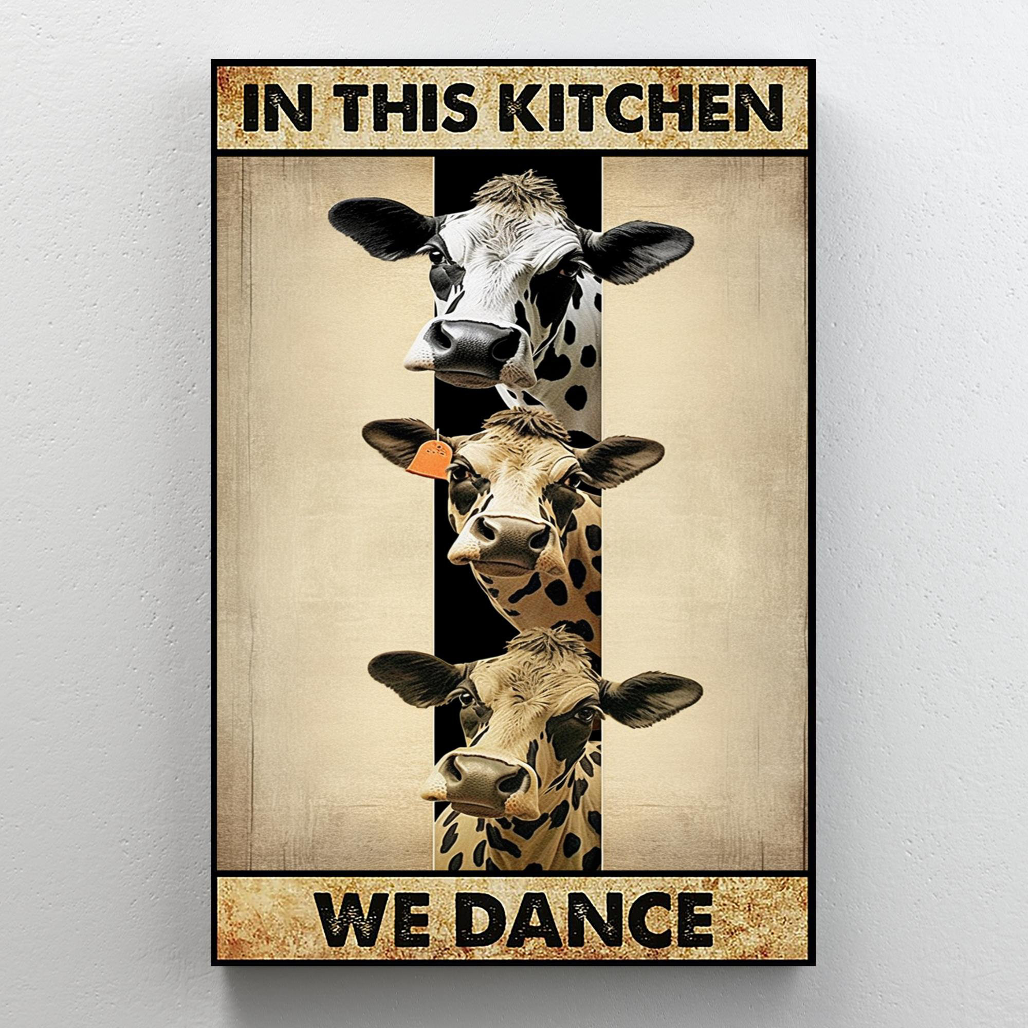 Trinx Kristah Cows In This Kitchen We Dance On Canvas Graphic Art | Wayfair