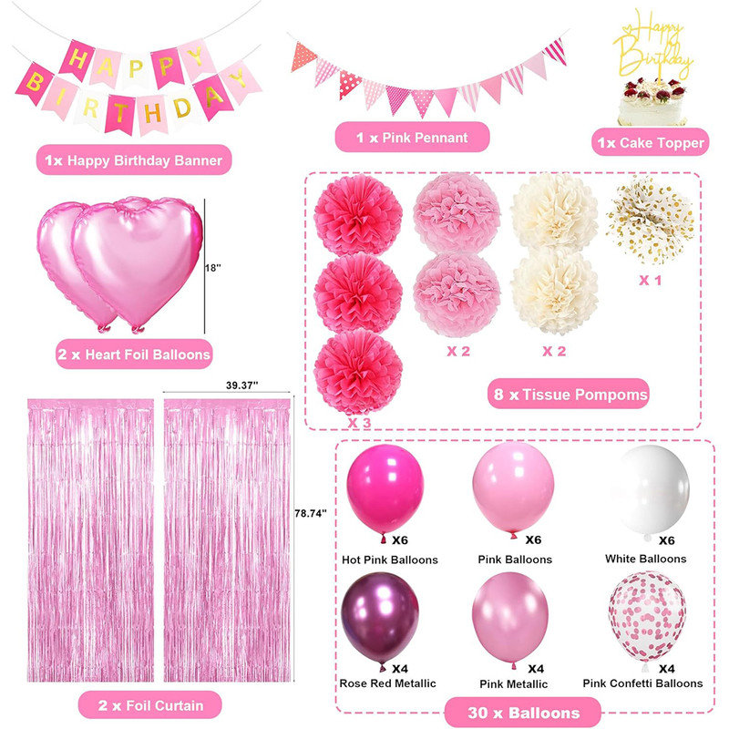 The Party Aisle™ Birthday Decorations Pink Party Decorations | Wayfair