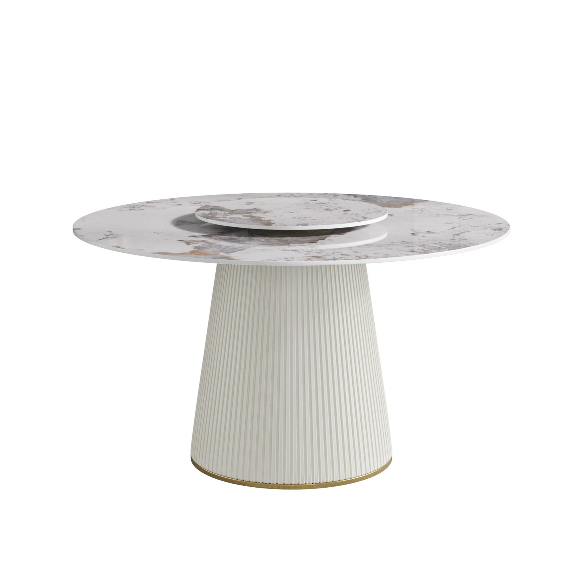 Orren Ellis Modern White Artificial Stone Round Beige Plywood PU Base ...