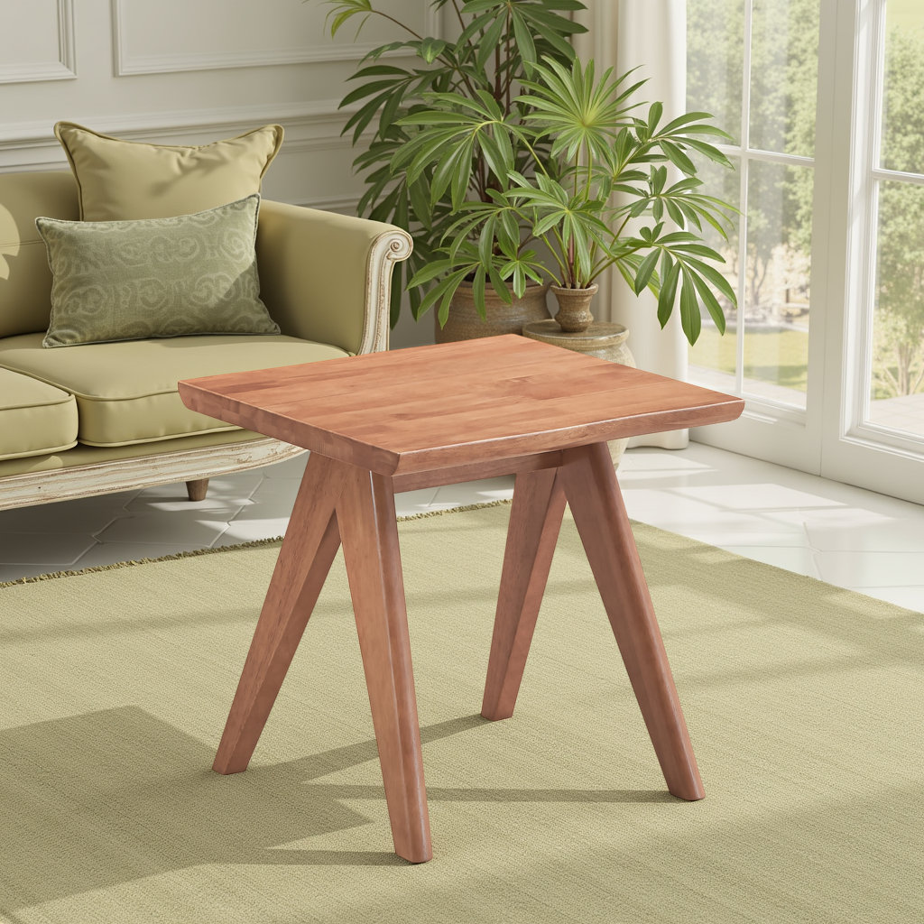 George Oliver Mid-Century Wood End Table – 22" Natural Wood Square ...