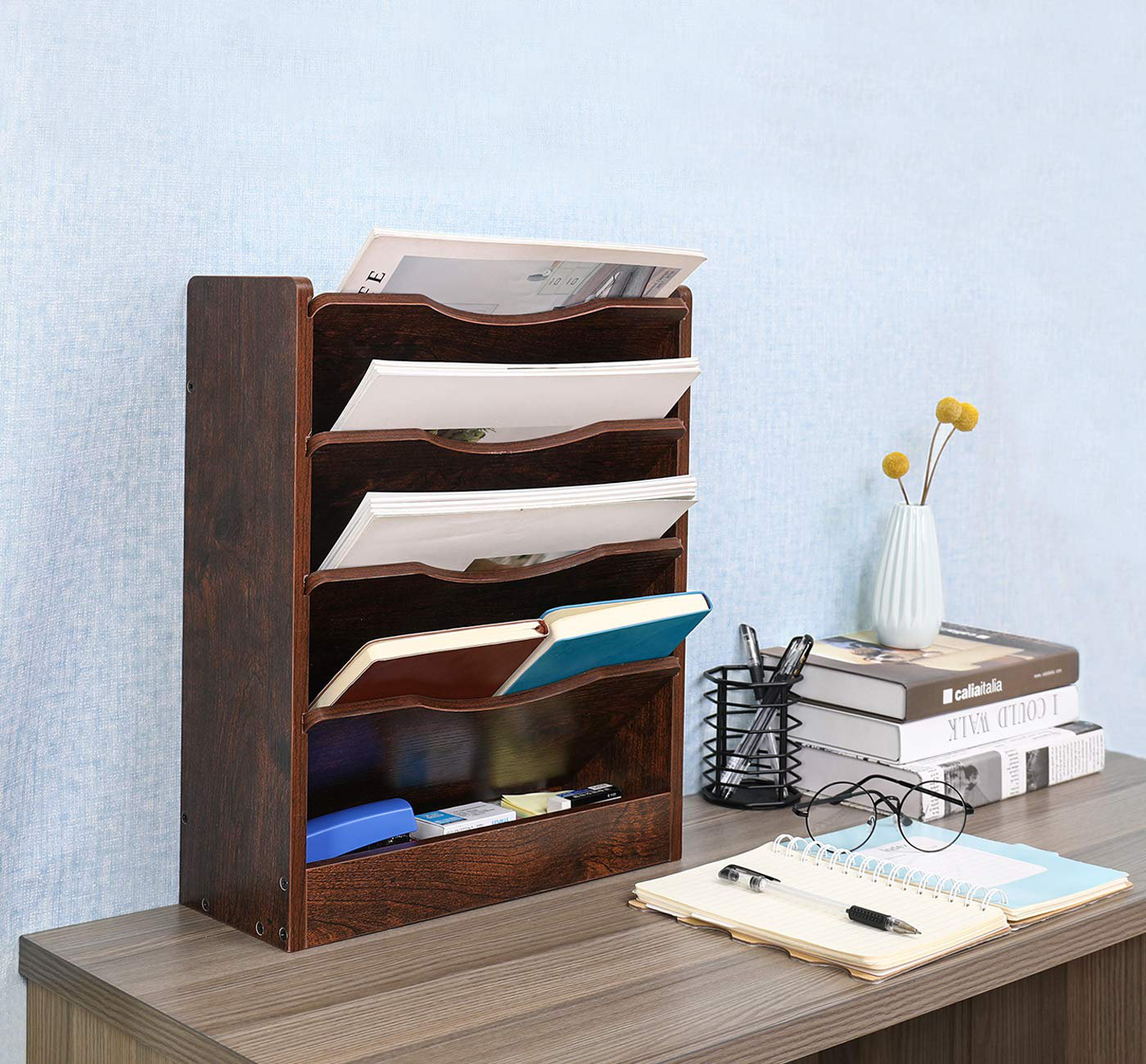 XMVJHOME Multifunctional Wall-Mounted File Organizer - 5 Tiers With ...