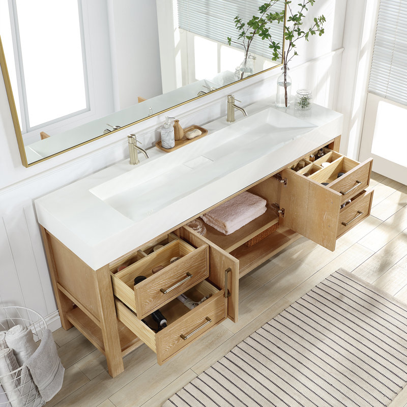 Birch Lane™ Maho 72" Single Bath Vanity in Washed Ash Gray with ...